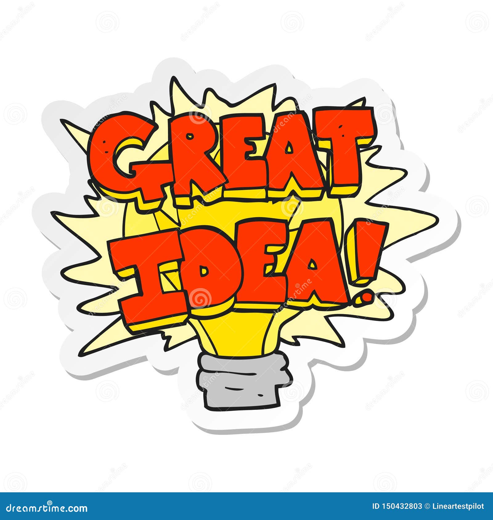 Sticker of a Cartoon Great Idea Light Bulb Symbol Stock Vector ...