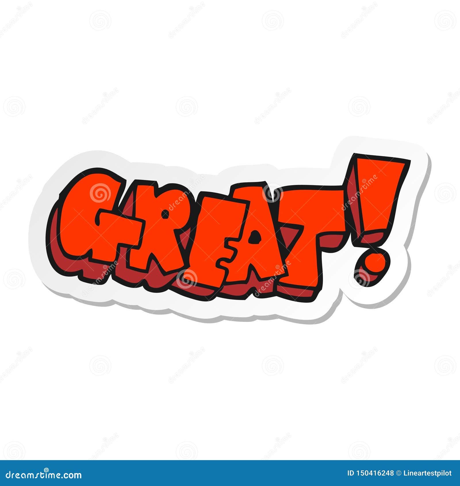 Sticker of a Cartoon Great Symbol Stock Vector - Illustration of retro ...