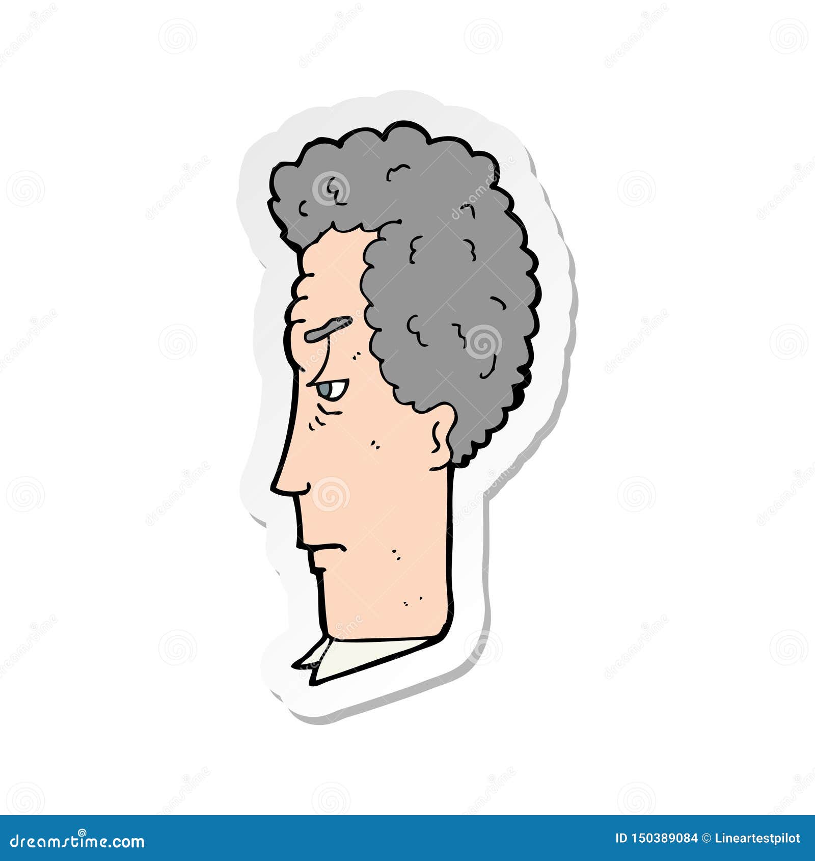 Sticker of a Cartoon Grey Haired Man Stock Vector - Illustration of ...