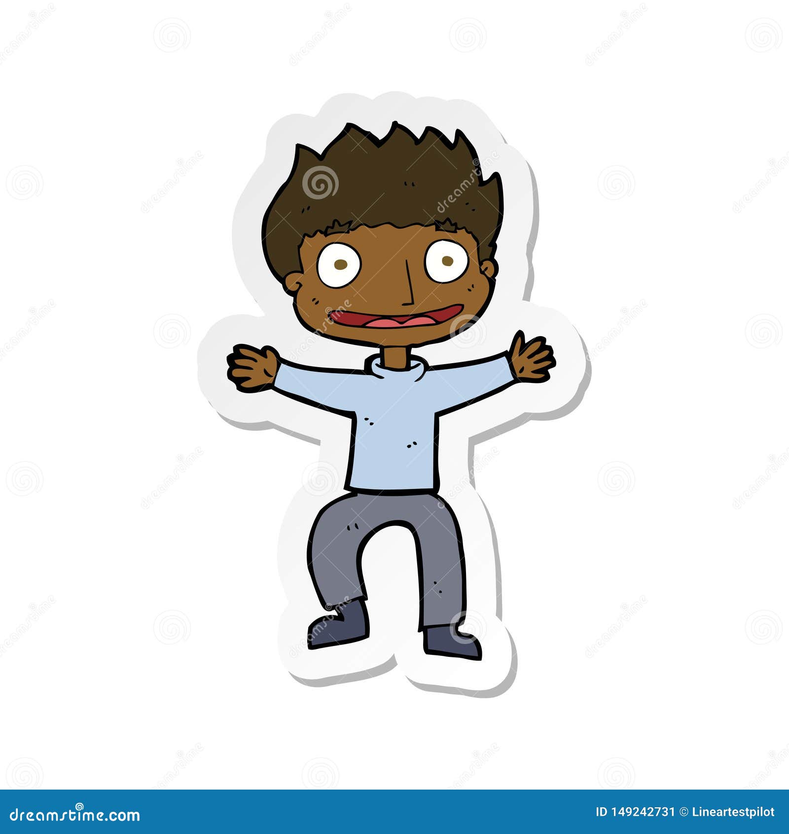Sticker of a Cartoon Grinning Boy Stock Vector - Illustration of ...