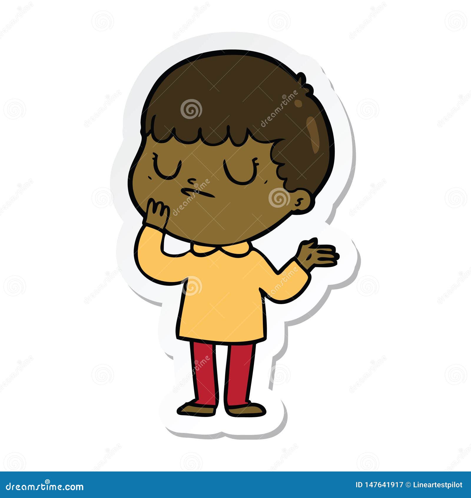Sticker of a Cartoon Grumpy Boy Stock Vector - Illustration of stick ...