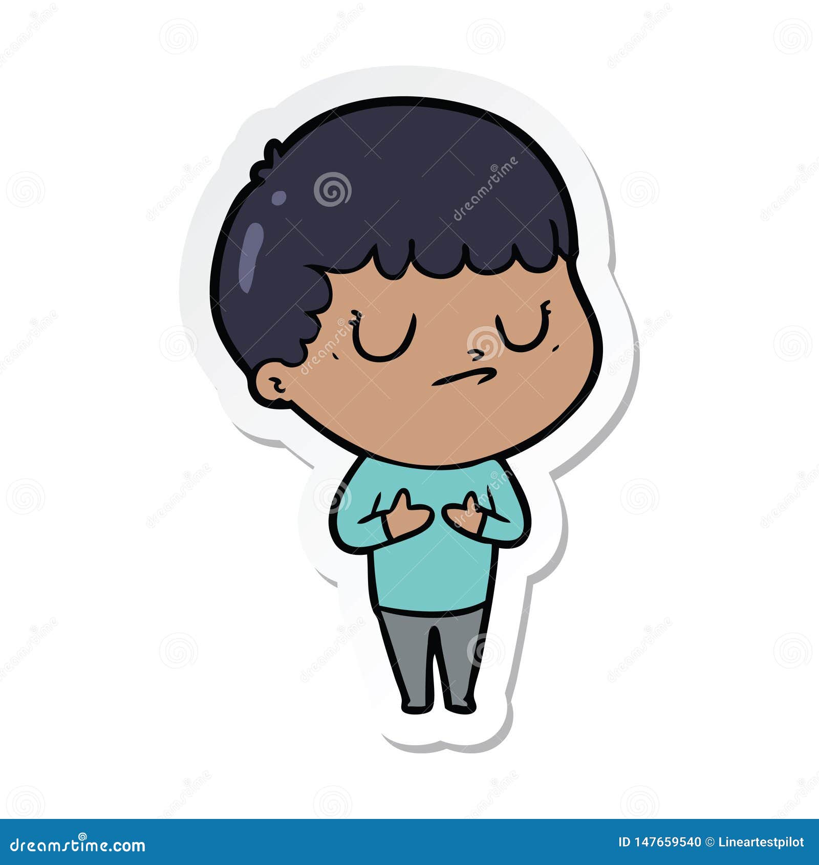 Sticker of a Cartoon Grumpy Boy Stock Vector - Illustration of drawn ...