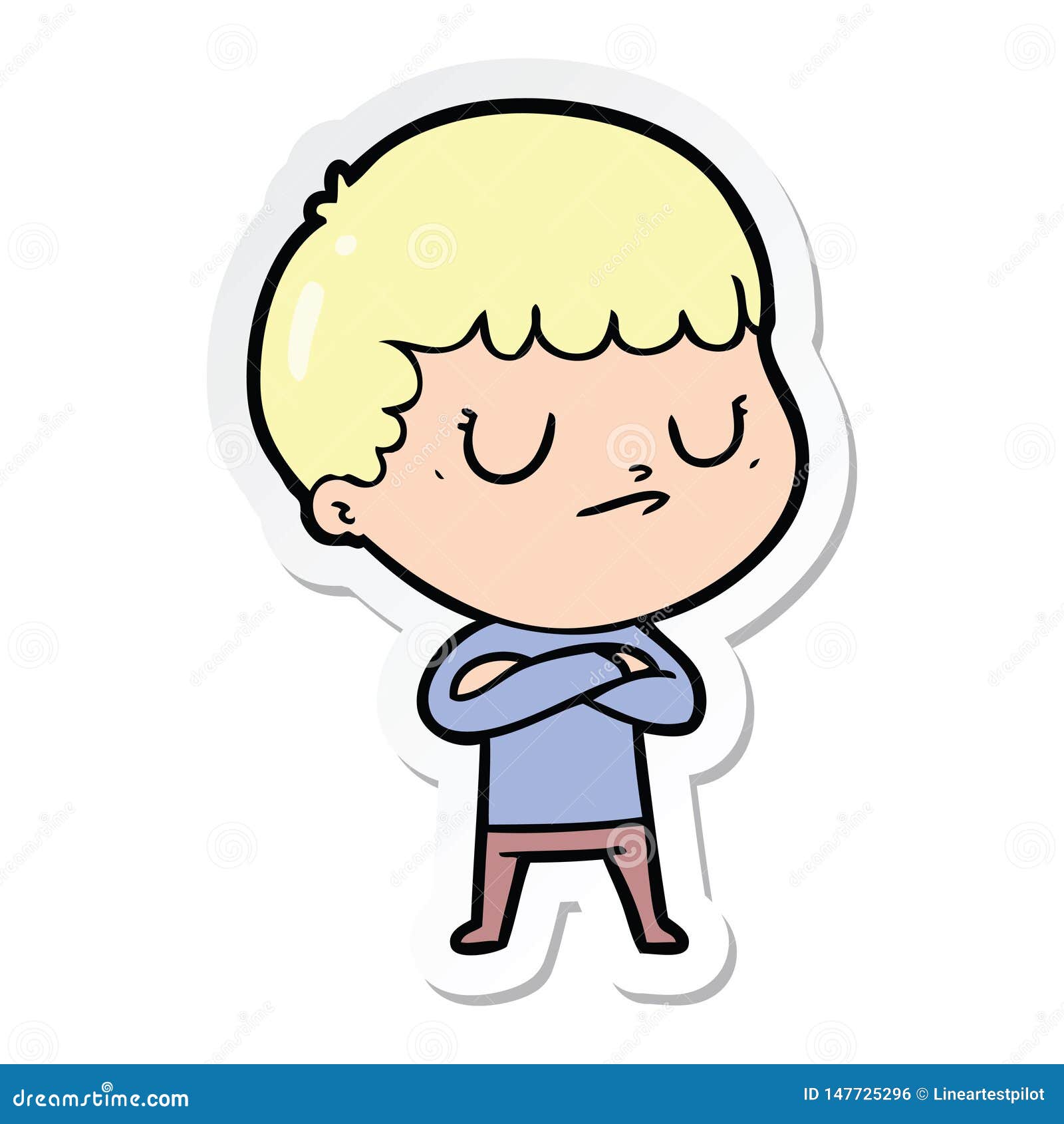 Sticker of a Cartoon Grumpy Boy Stock Vector - Illustration of icon ...