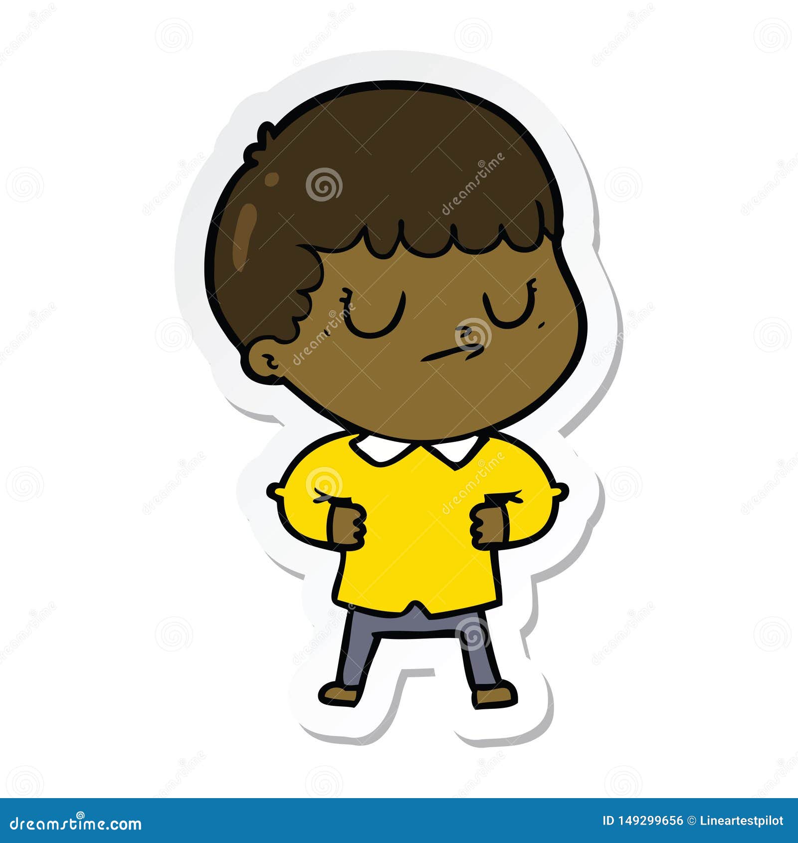 Sticker of a Cartoon Grumpy Boy Stock Vector - Illustration of freehand ...