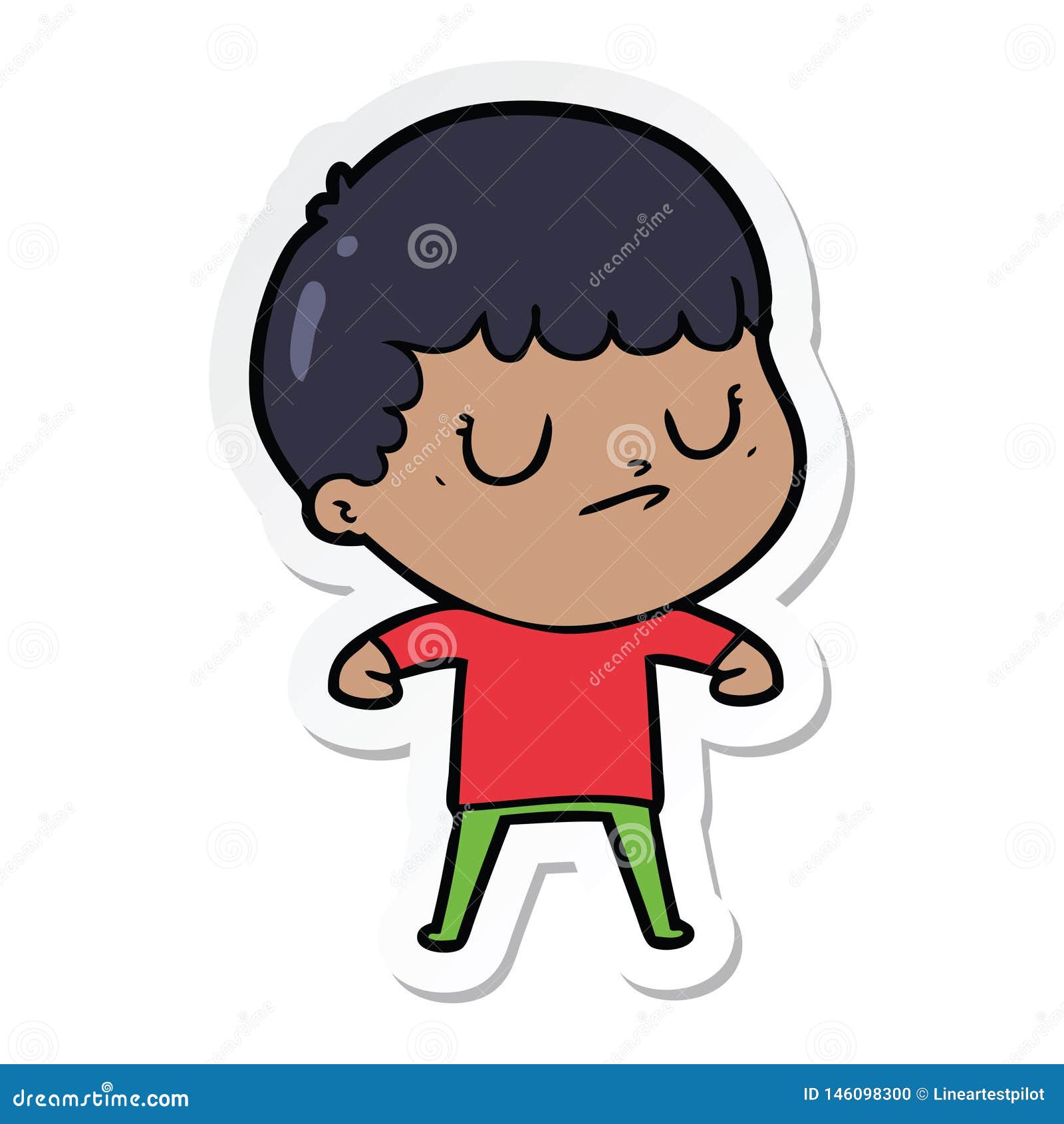 Sticker of a Cartoon Grumpy Boy Stock Vector - Illustration of hand ...