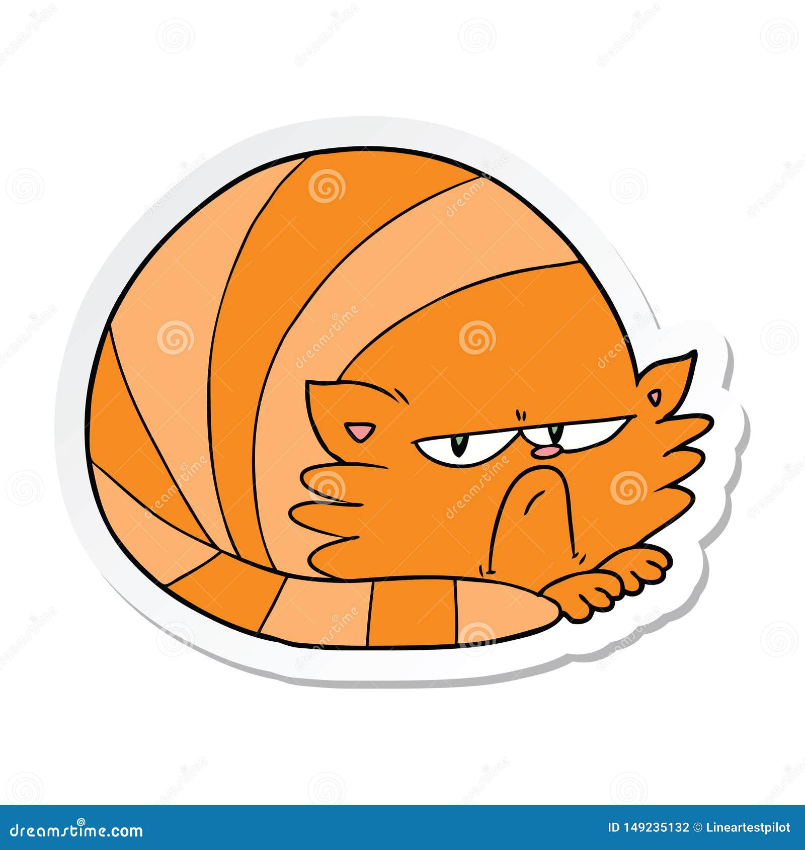 Sticker of a Cartoon Grumpy Cat Stock Vector - Illustration of artwork ...