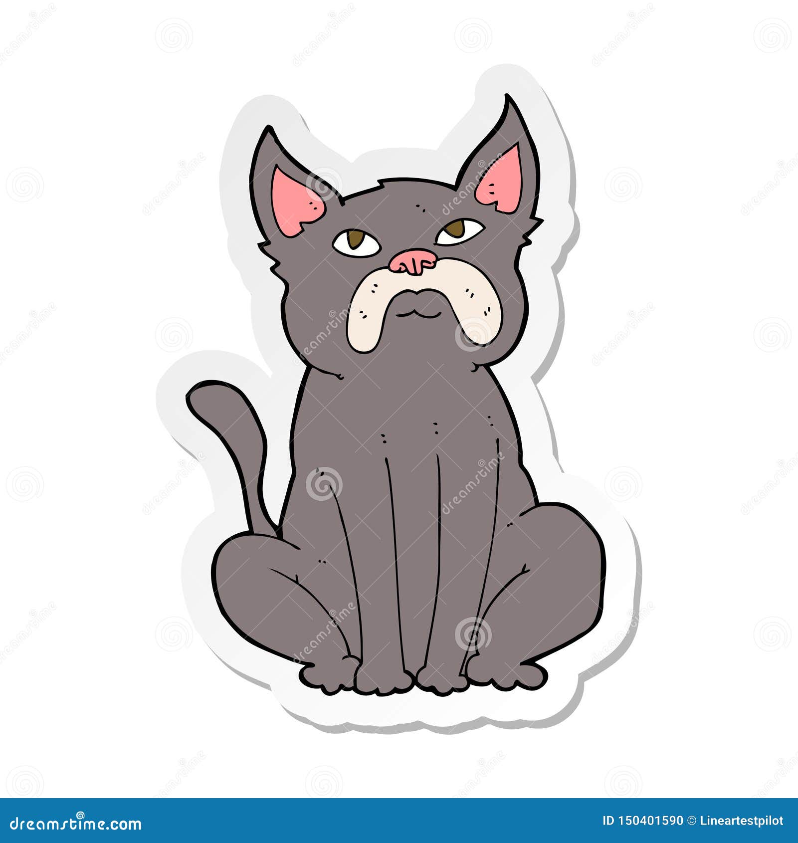 Sticker of a Cartoon Grumpy Little Dog Stock Vector - Illustration of ...