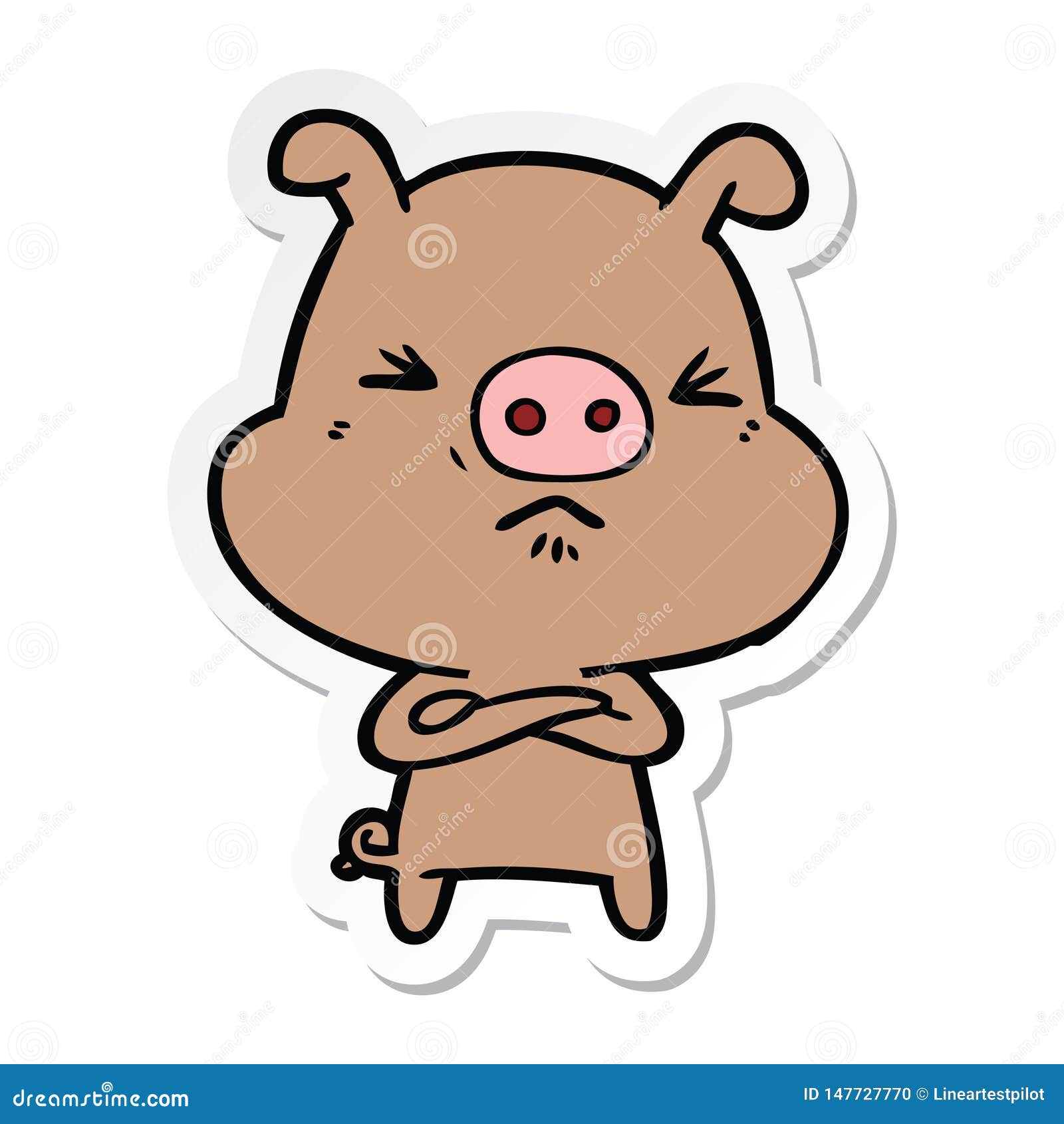 Sticker of a Cartoon Grumpy Pig Stock Vector - Illustration of animals ...