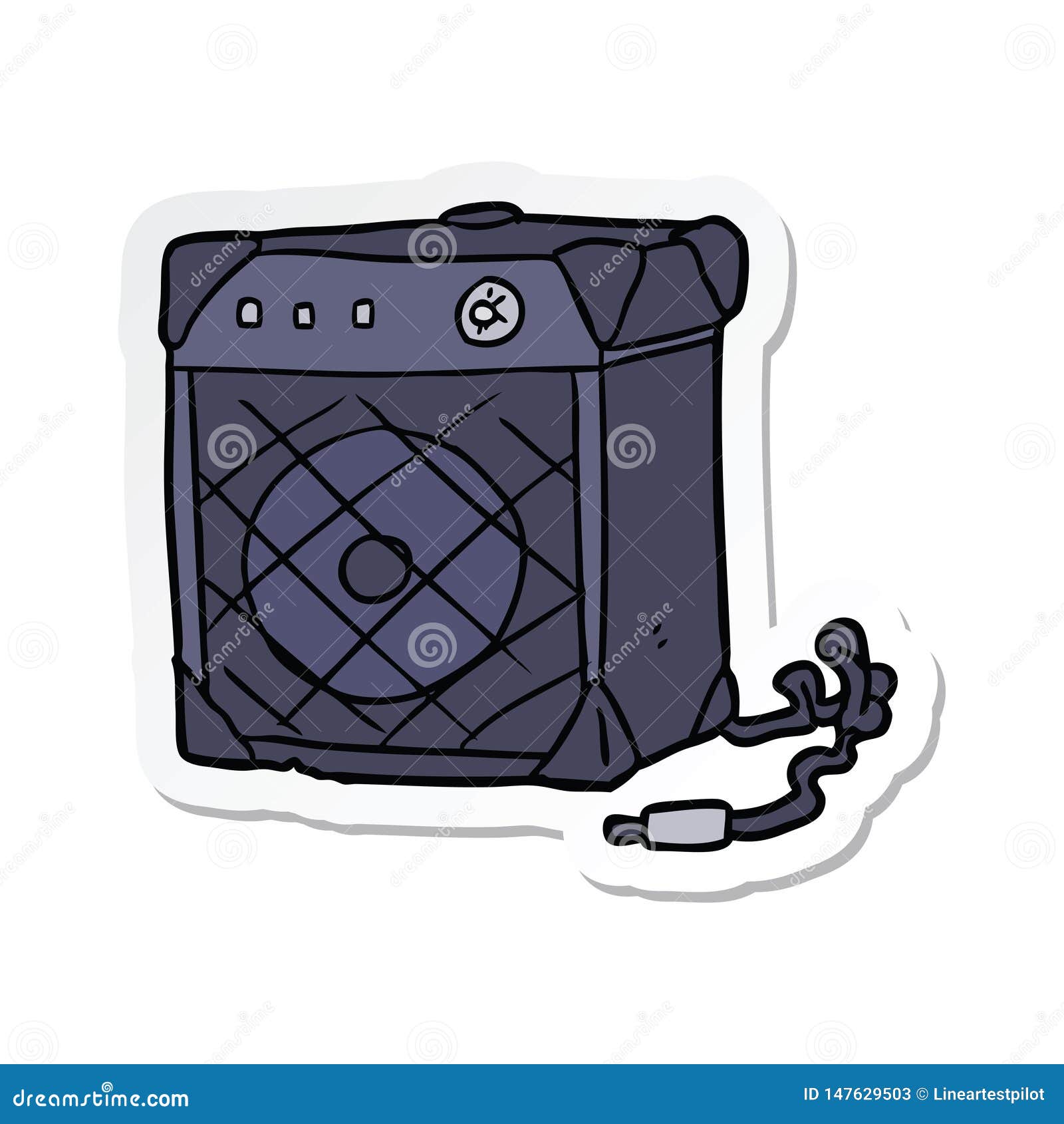 Sticker of a Cartoon Guitar Amp Stock Vector - Illustration of doodle ...