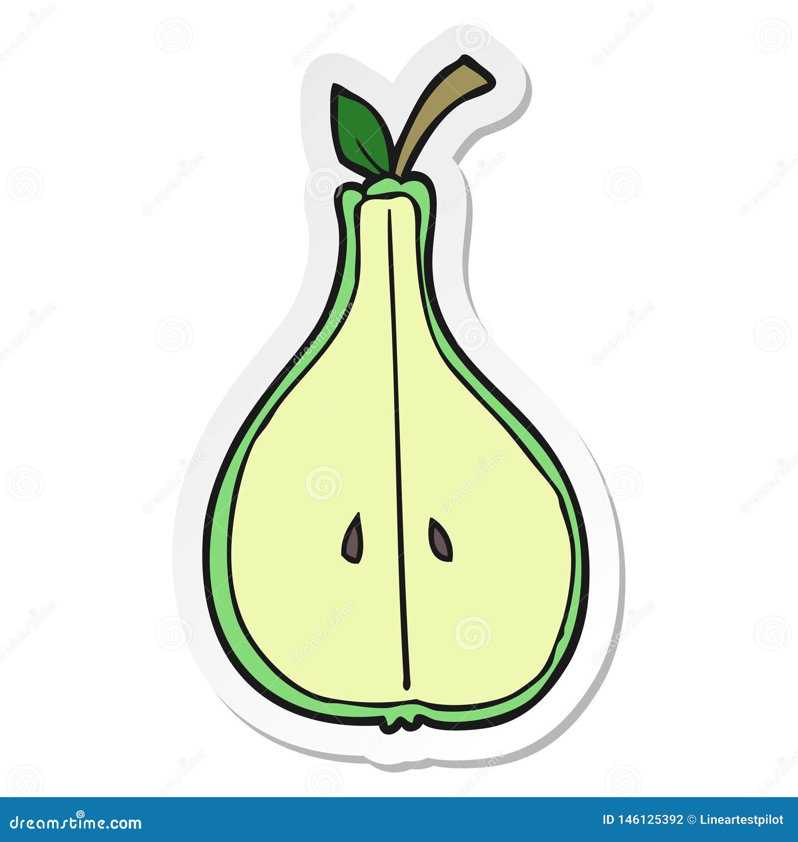 Sticker of a Cartoon Half Pear Stock Vector - Illustration of funny ...