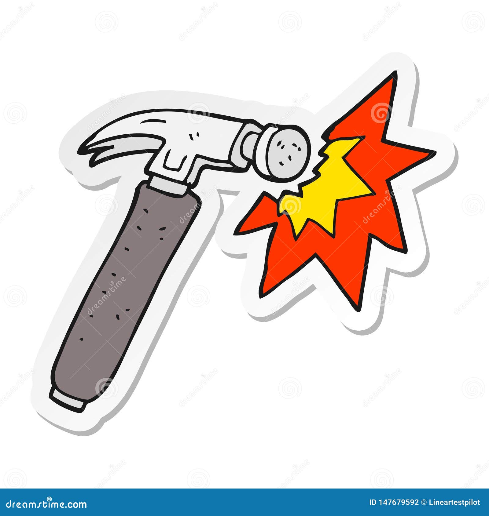 Sticker of a Cartoon Hammer Stock Vector - Illustration of freehand ...