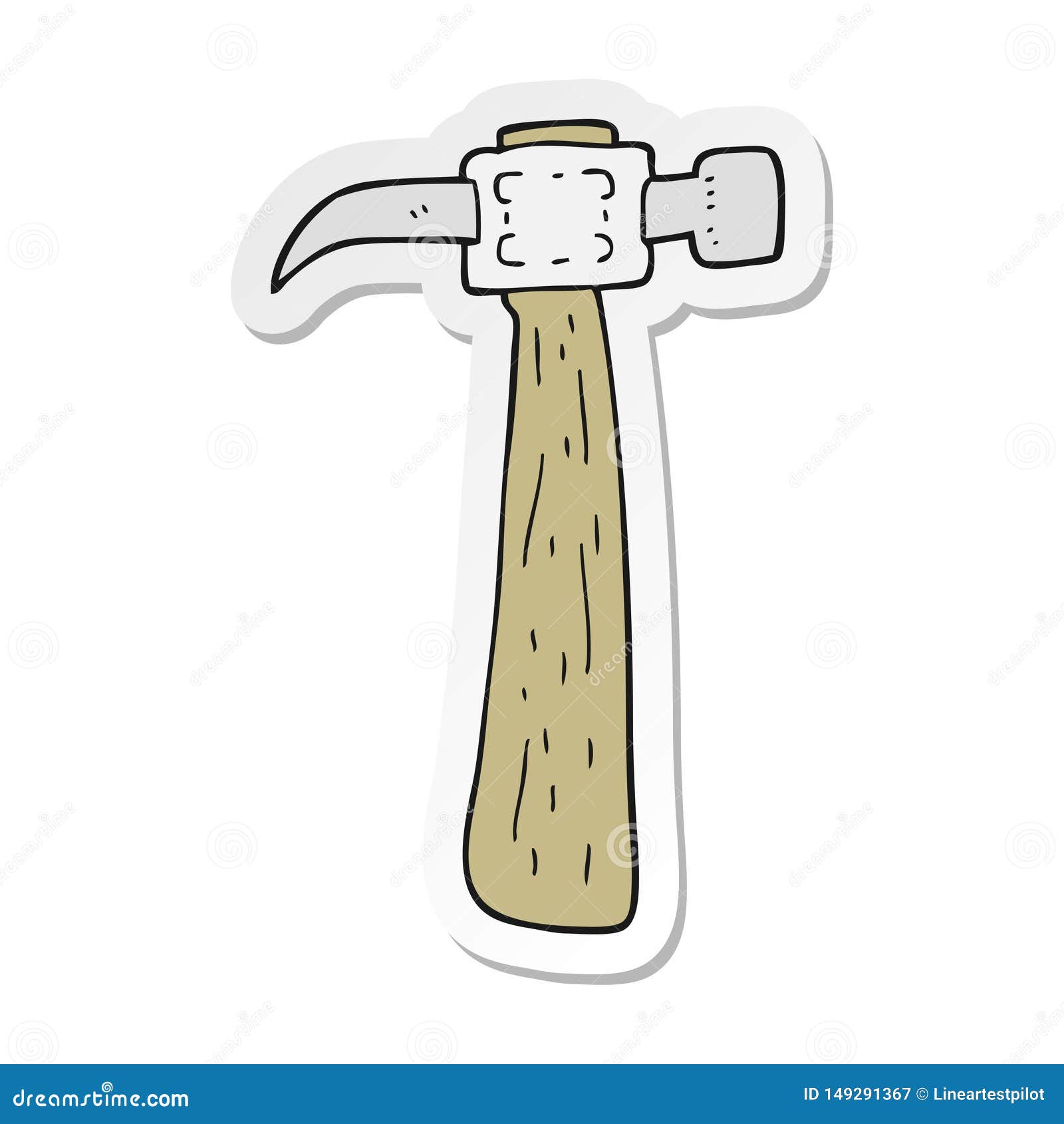 Sticker of a Cartoon Hammer Stock Vector - Illustration of funny ...