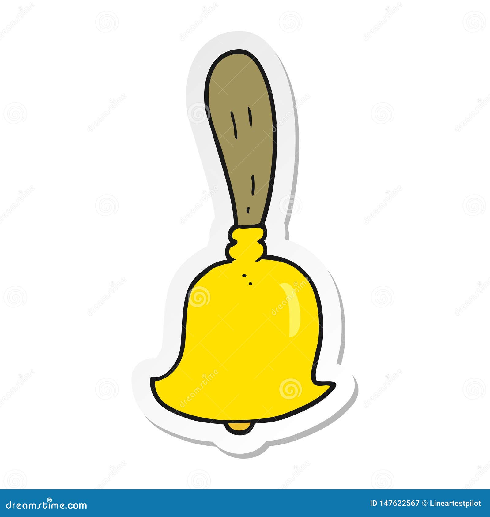 Sticker of a Cartoon Hand Bell Stock Vector - Illustration of musical ...