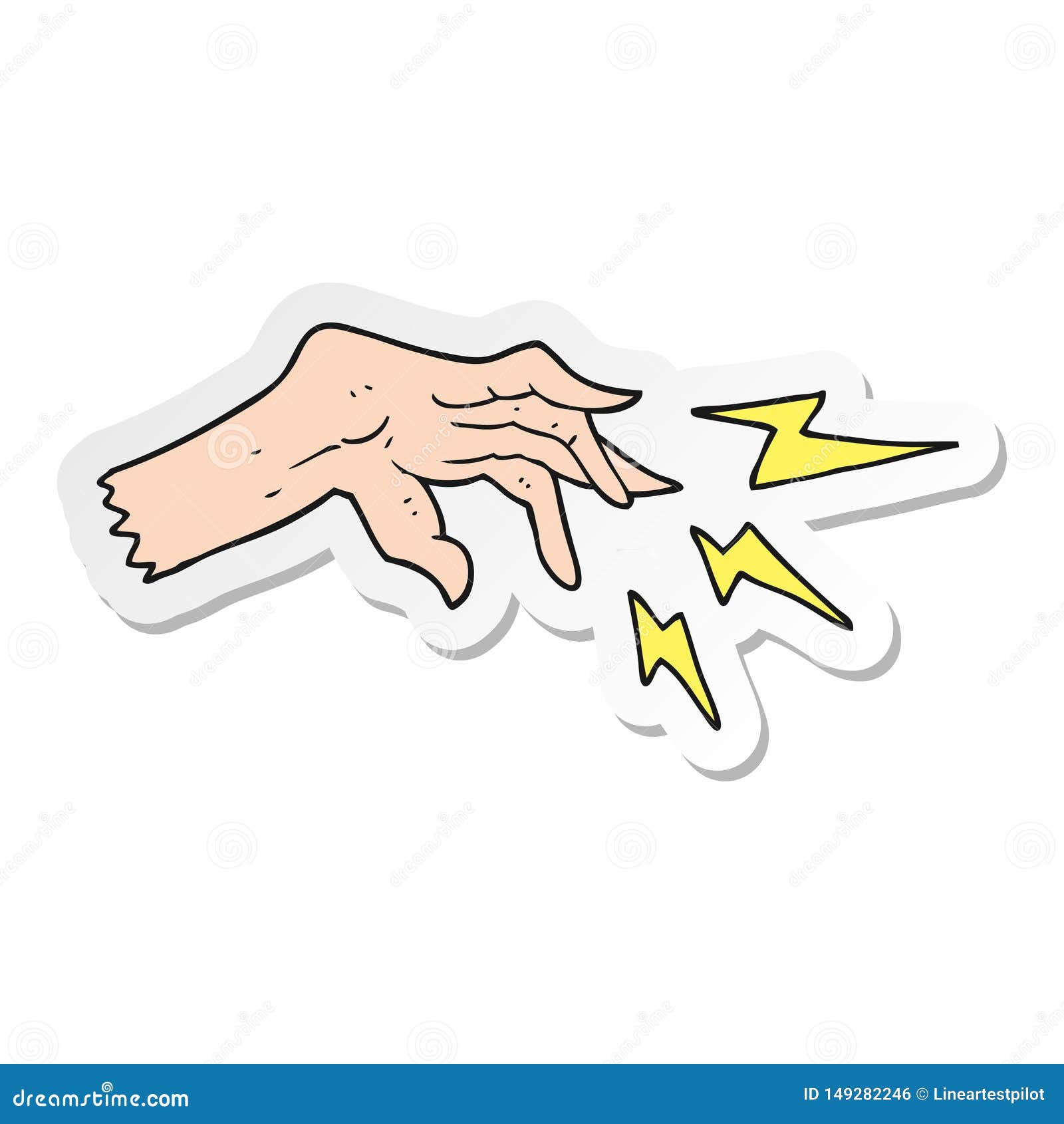 Sticker of a Cartoon Hand Casting Spell Stock Vector - Illustration of ...