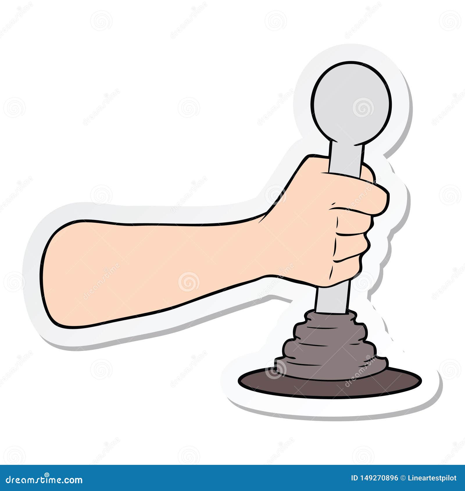 Sticker of a Cartoon Hand Pulling Lever Stock Vector - Illustration of ...
