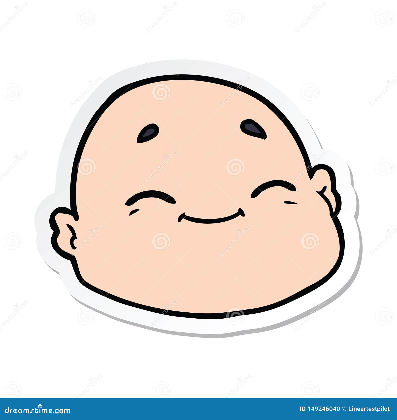 Sticker of a Cartoon Happy Bald Man Stock Vector - Illustration of icon ...