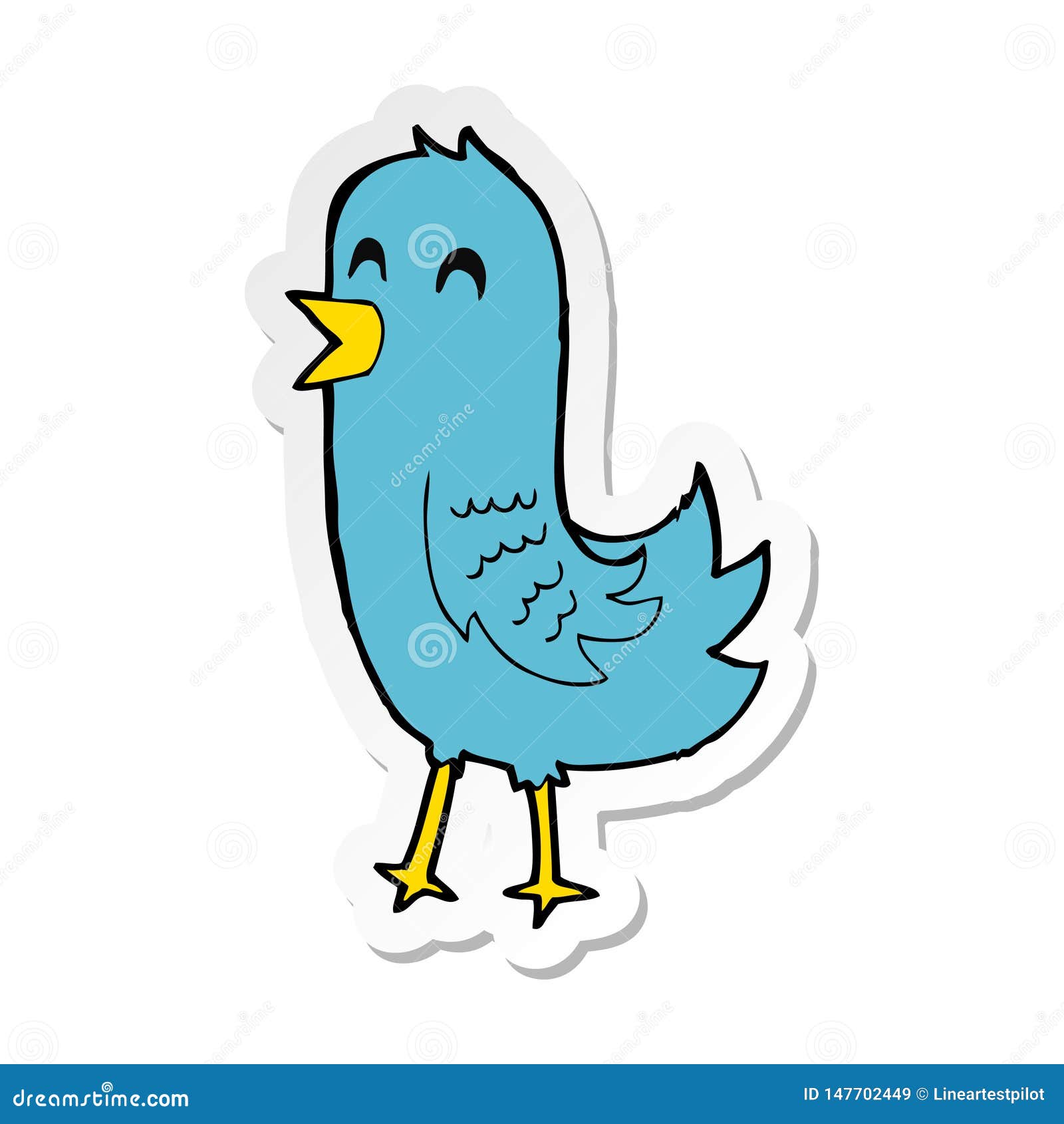 Sticker of a Cartoon Happy Bird Stock Vector - Illustration of drawing ...