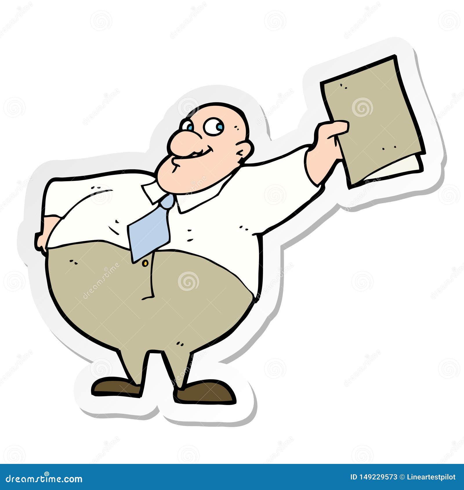Sticker of a Cartoon Happy Boss with File Stock Vector - Illustration ...