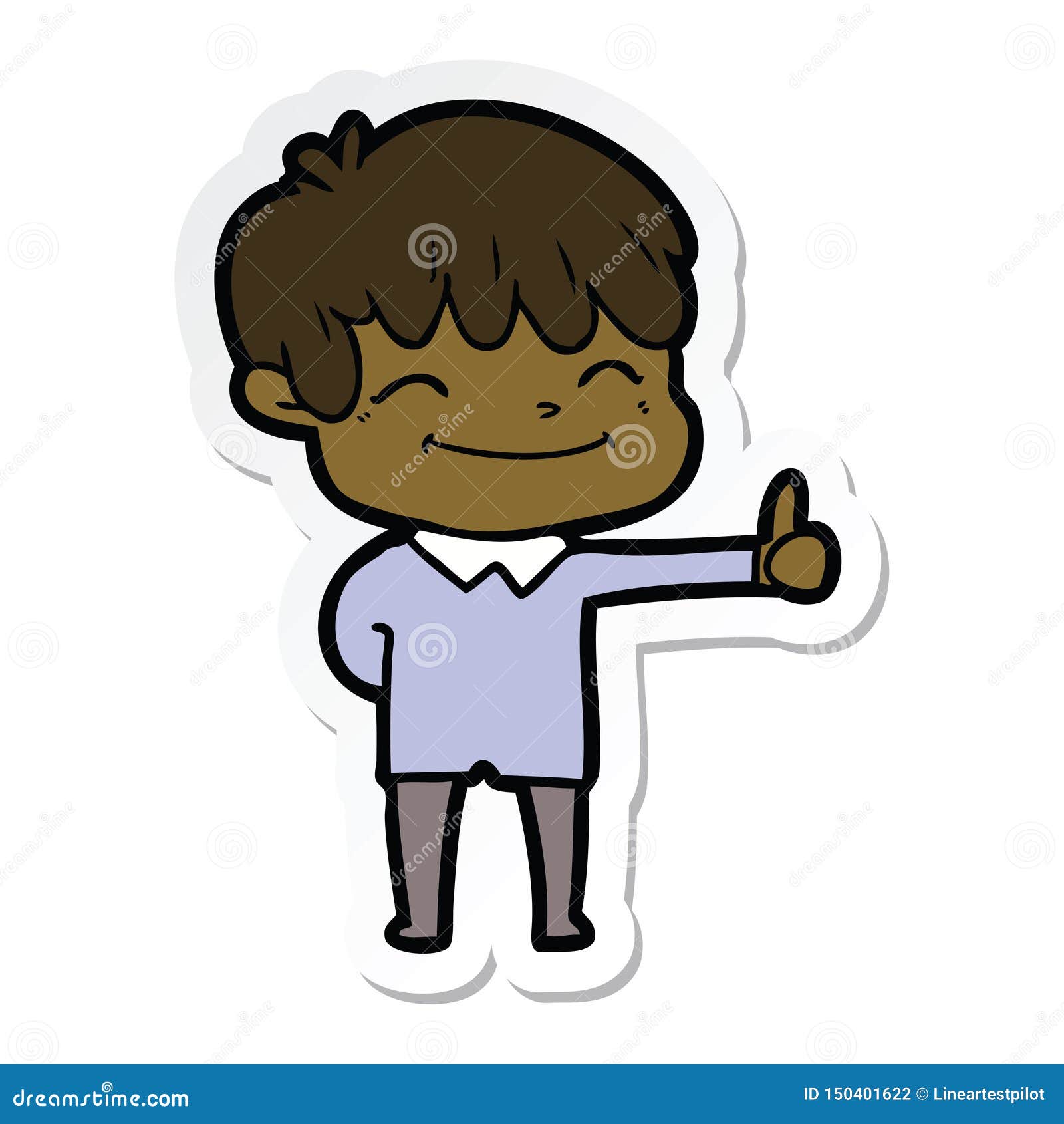 Sticker of a Cartoon Happy Boy Stock Vector - Illustration of retro ...
