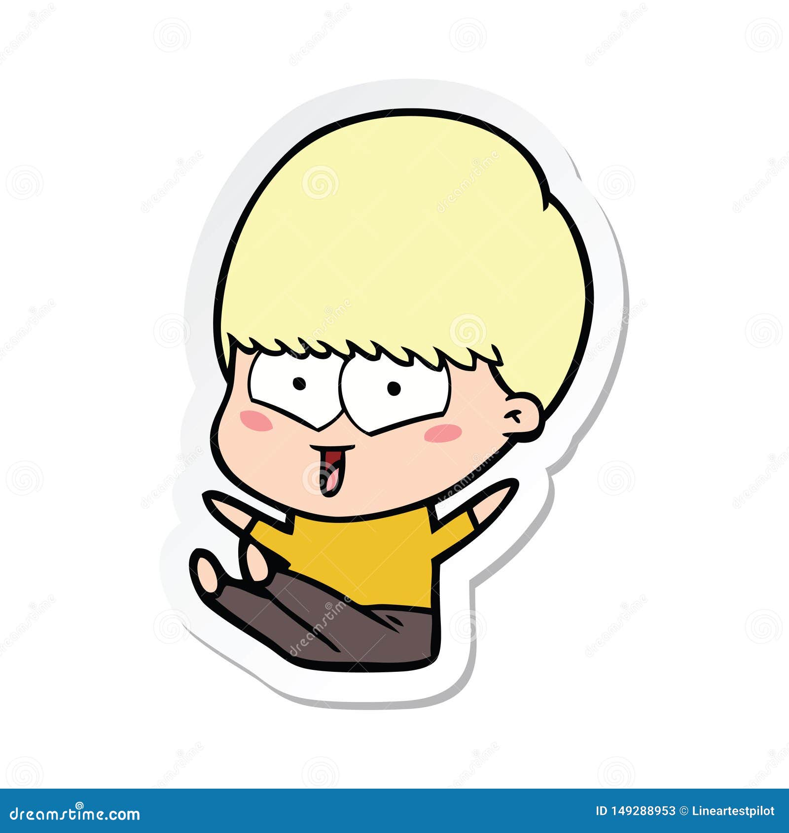 Sticker of a Cartoon Happy Boy Stock Vector - Illustration of icon ...