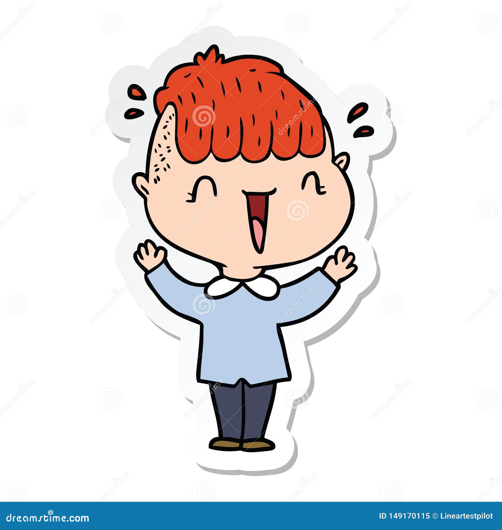 Sticker of a Cartoon Happy Boy Surprised Stock Vector - Illustration of ...