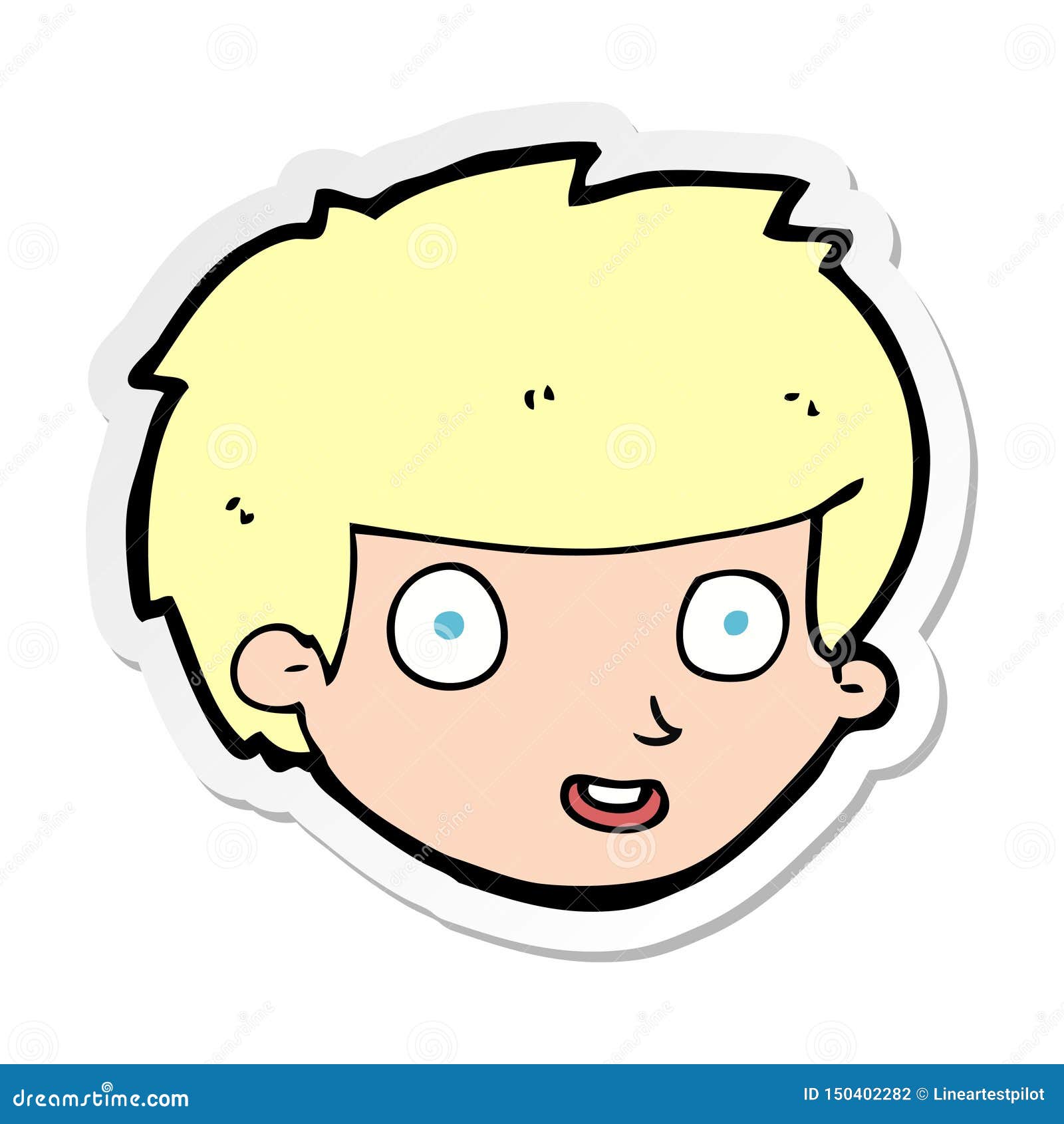 Sticker of a Cartoon Happy Boys Face Stock Vector - Illustration of ...
