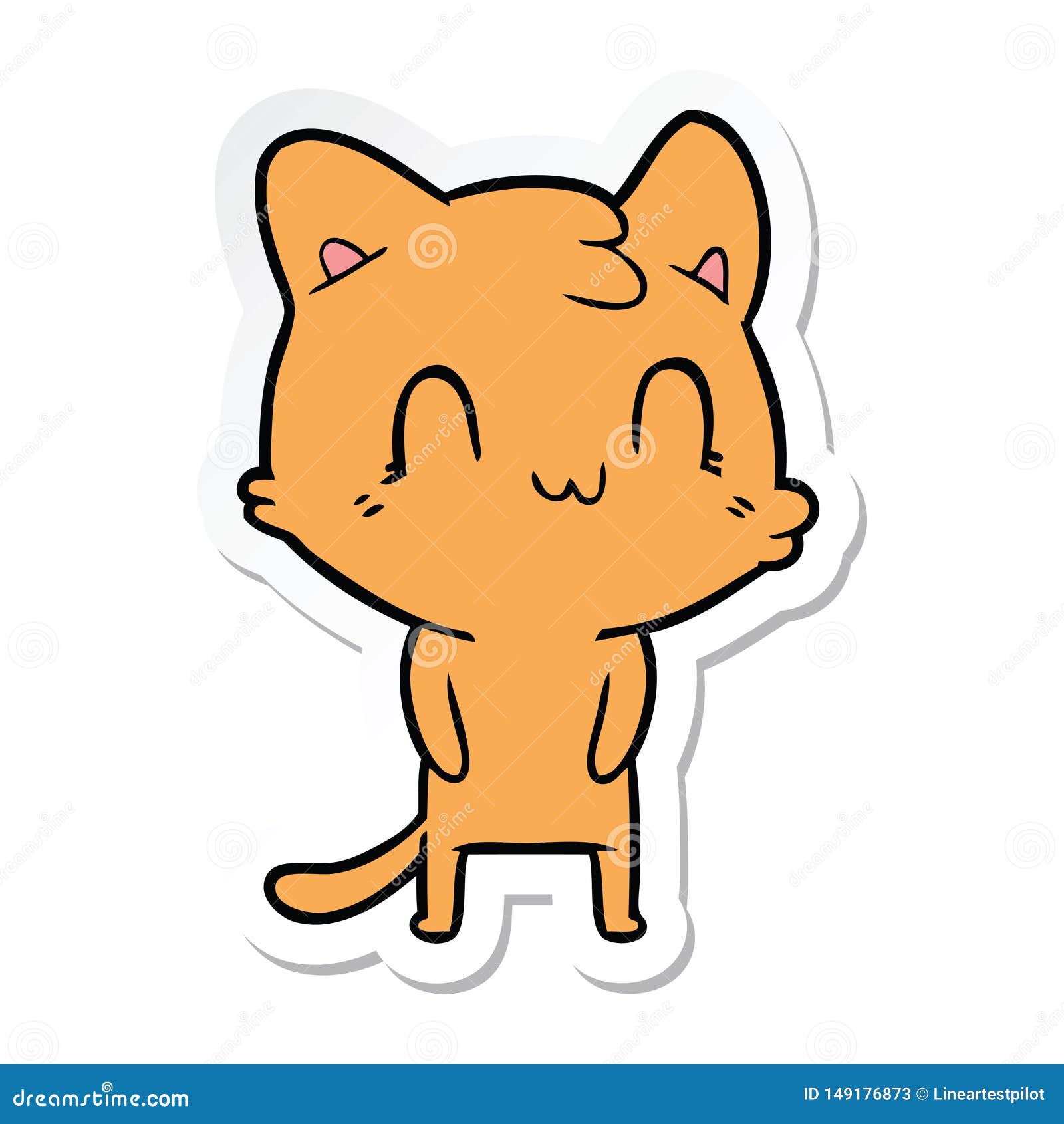 Sticker of a Cartoon Happy Cat Stock Vector - Illustration of smiling ...