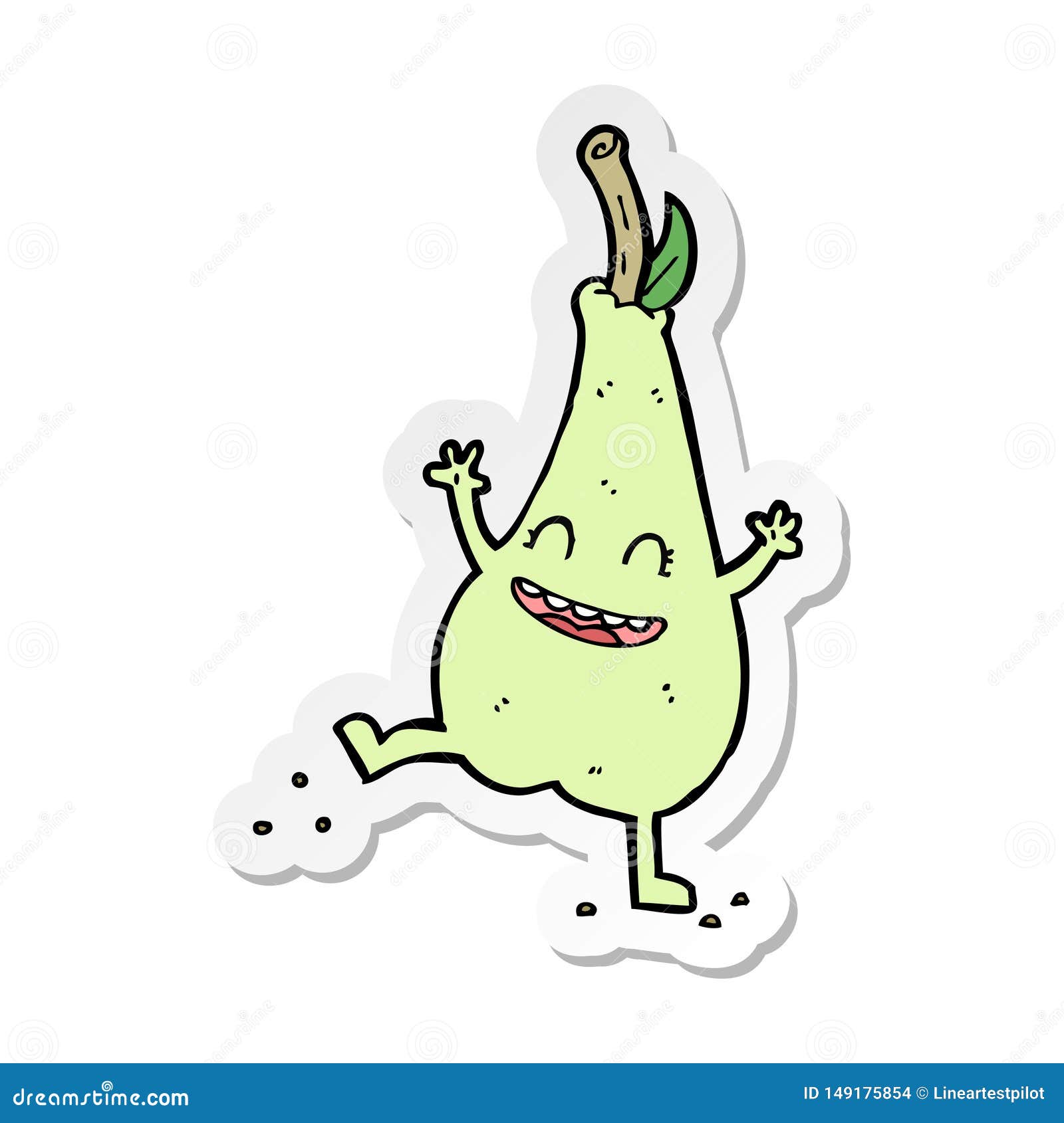 Sticker of a Cartoon Happy Dancing Pear Stock Vector - Illustration of ...