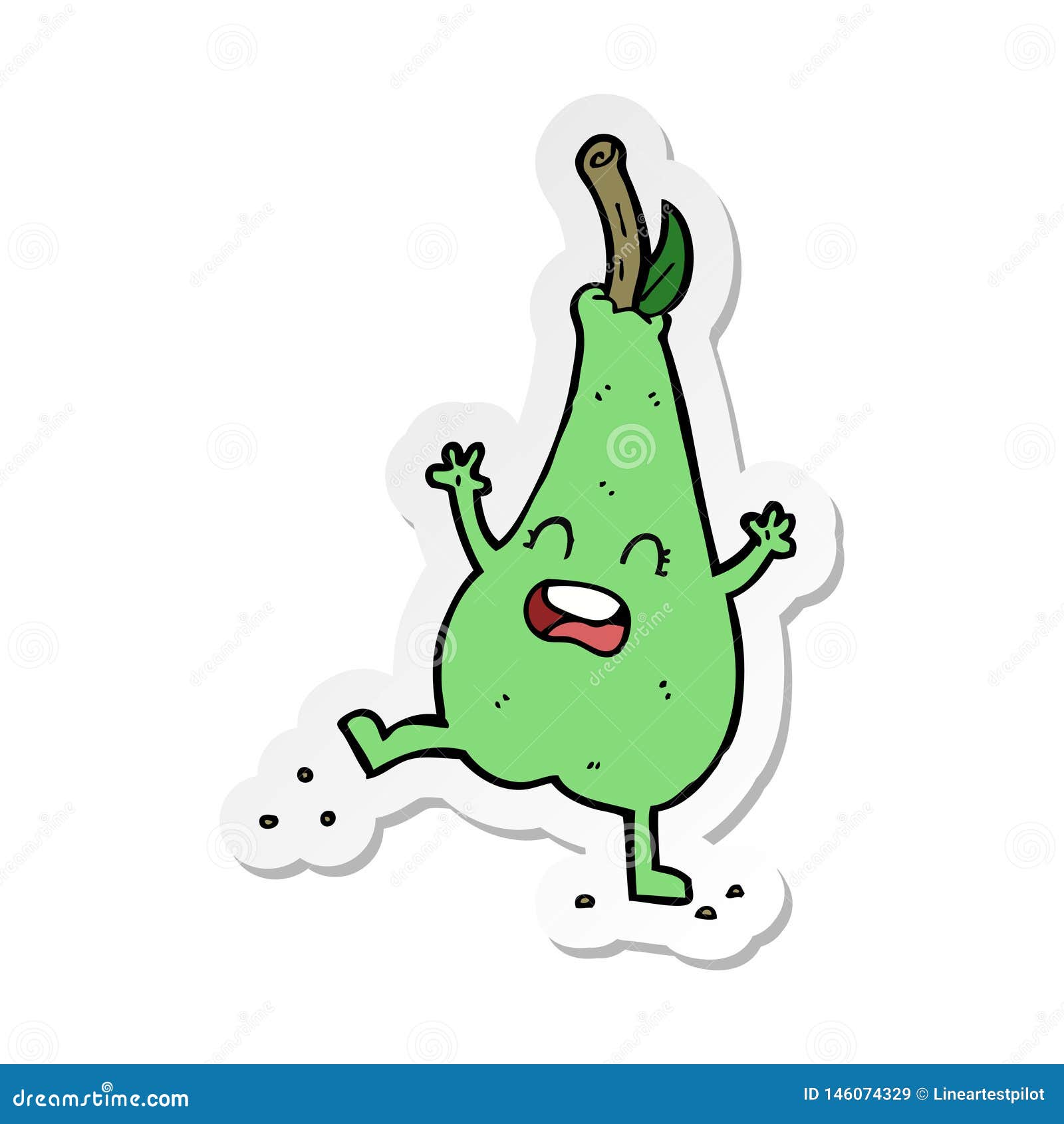 Sticker of a Cartoon Happy Dancing Pear Stock Vector - Illustration of ...