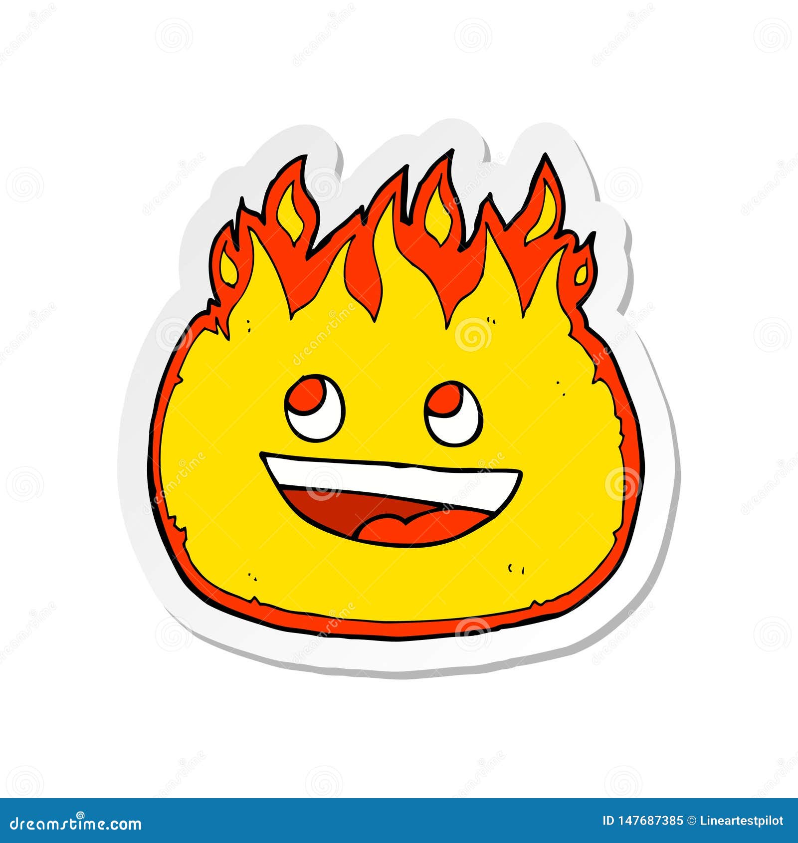 Sticker of a Cartoon Happy Fire Stock Vector - Illustration of quirky ...