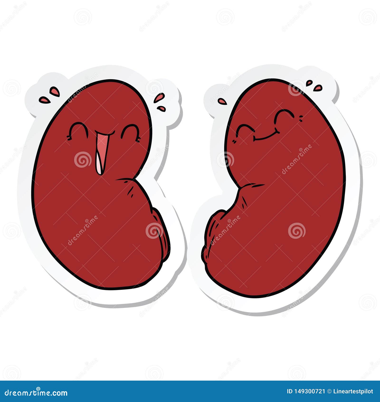 Sticker of a Cartoon Happy Kidneys Stock Vector - Illustration of ...