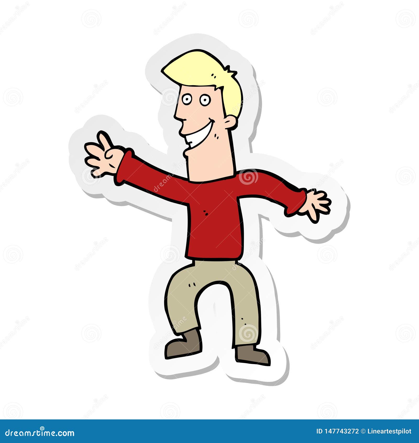 Sticker of a Cartoon Happy Man Dancing Stock Vector - Illustration of ...