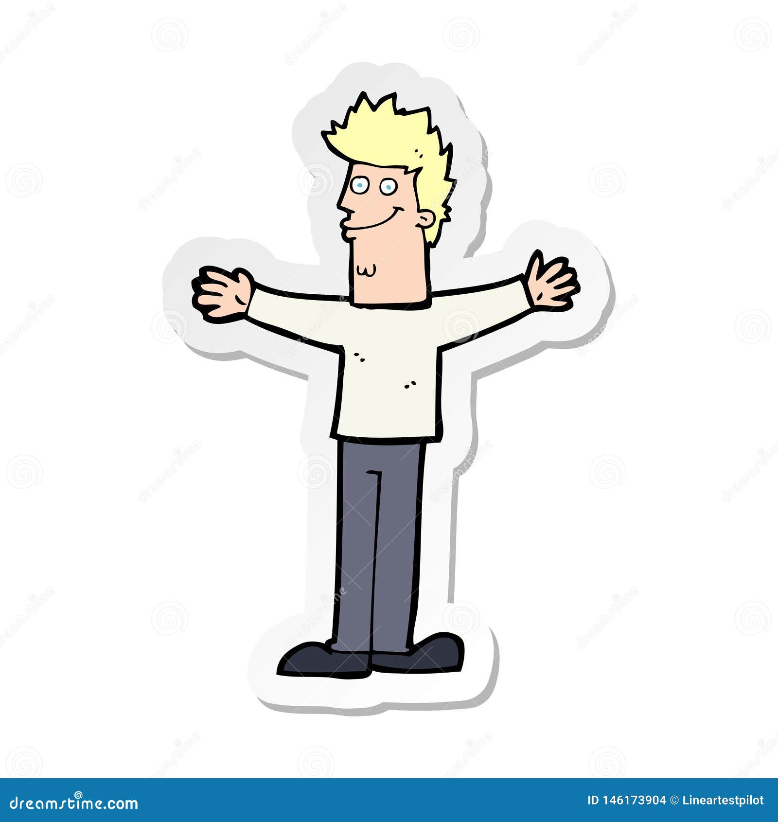 Sticker of a Cartoon Happy Man Stock Vector - Illustration of symbol ...