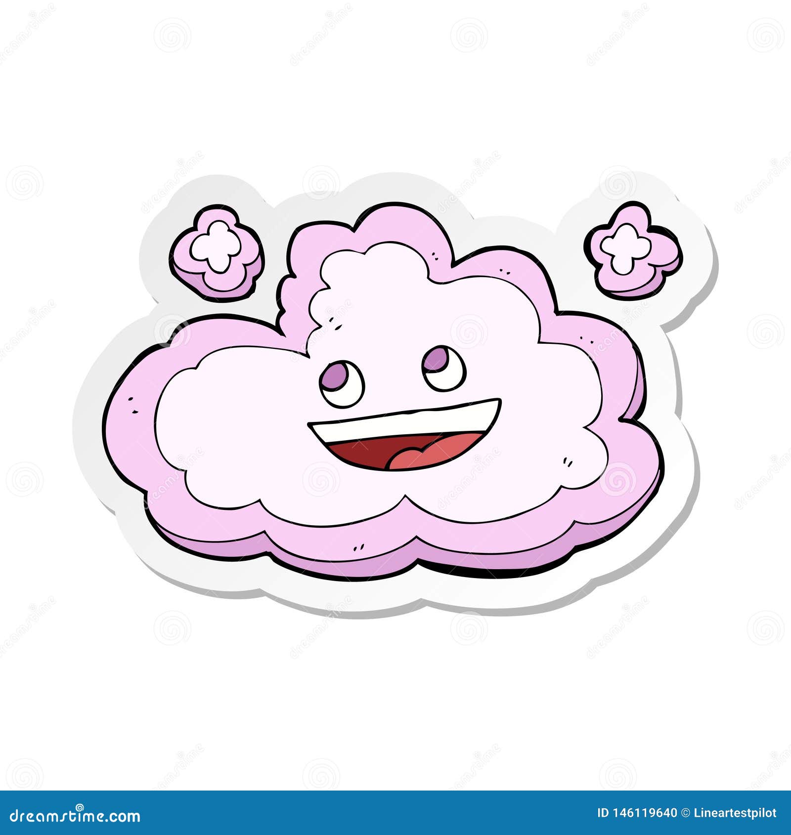Sticker of a Cartoon Happy Pink Cloud Stock Vector - Illustration of ...