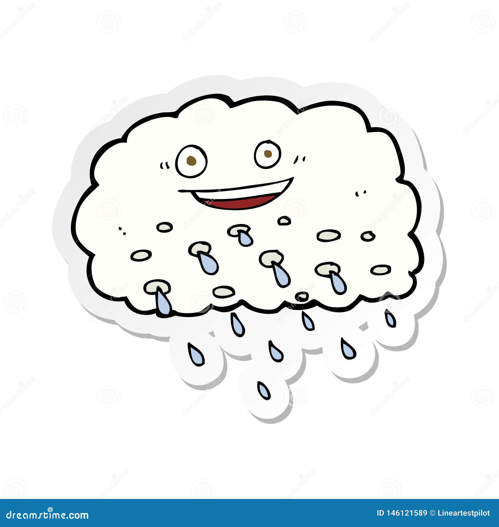 Sticker Happy Raincloud Cloud Rain Thunder Cartoon Art Illustration ...