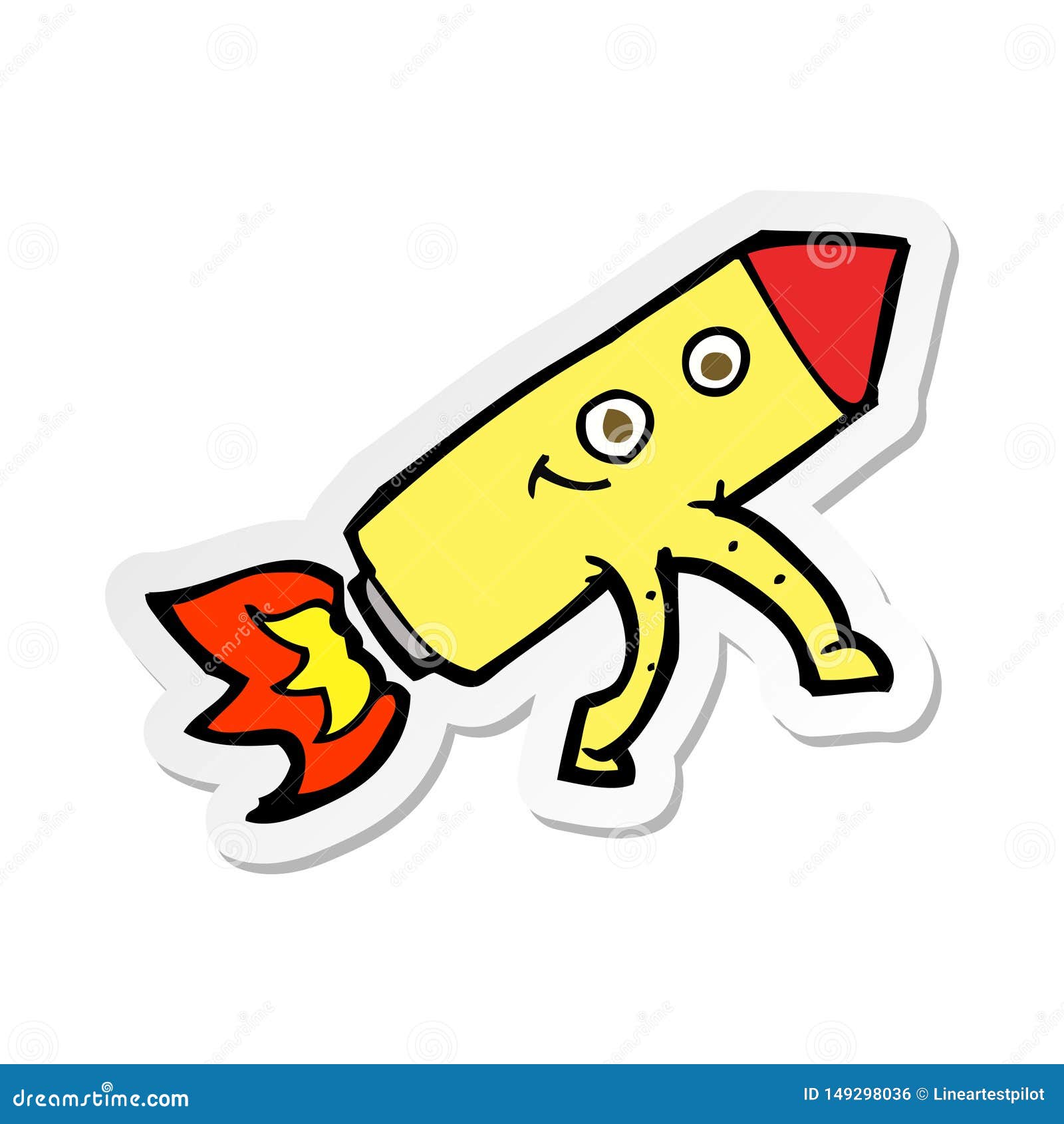 Sticker of a Cartoon Happy Rocket Stock Vector - Illustration of drawn ...