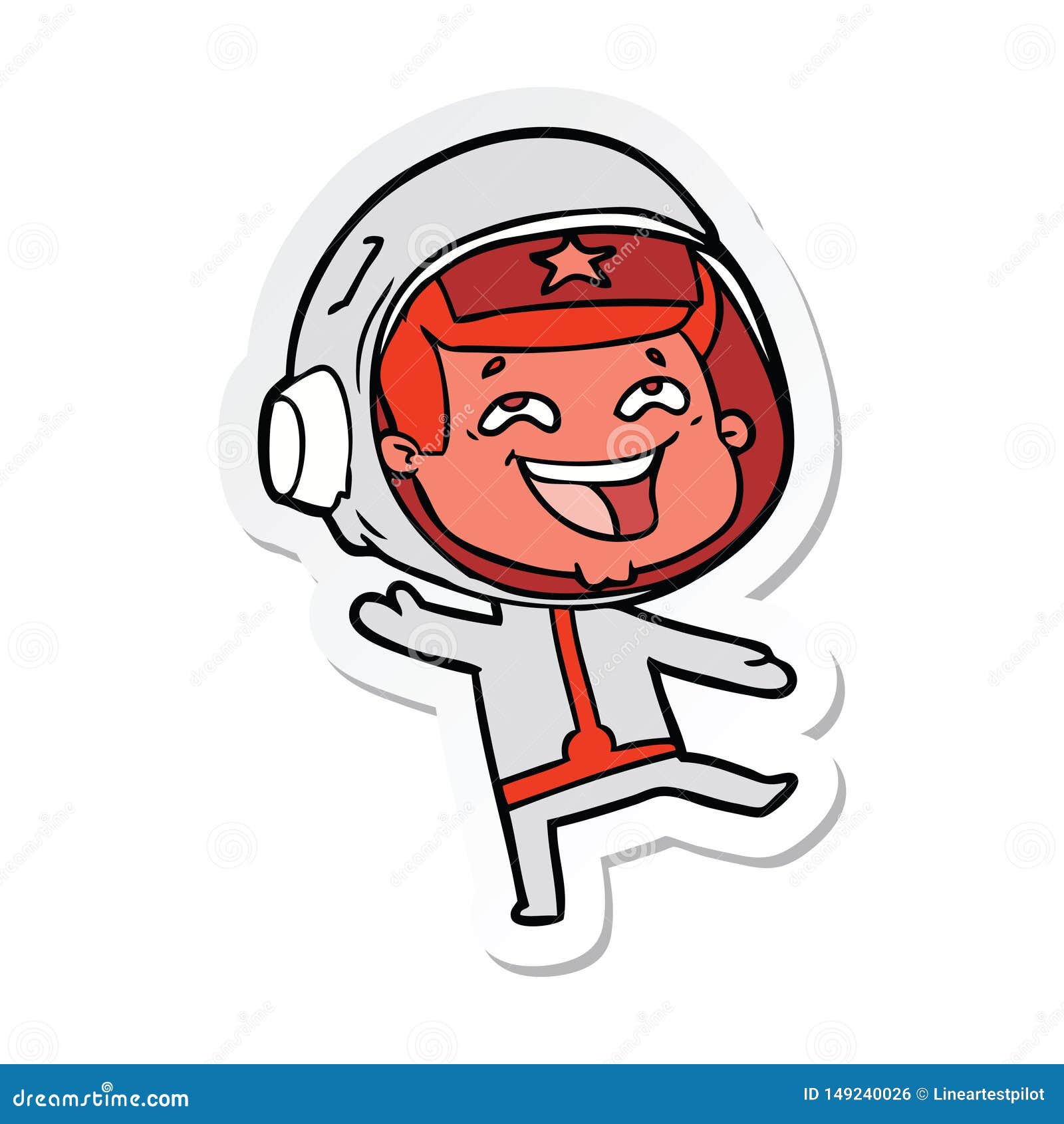 Sticker of a Cartoon Happy Space Man Stock Vector - Illustration of ...