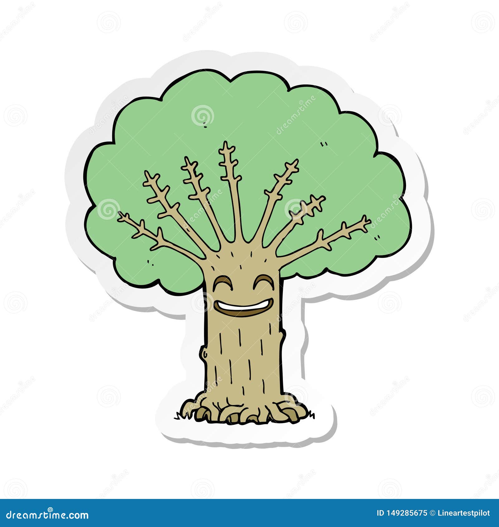 Sticker of a Cartoon Happy Tree Stock Vector - Illustration of icon ...