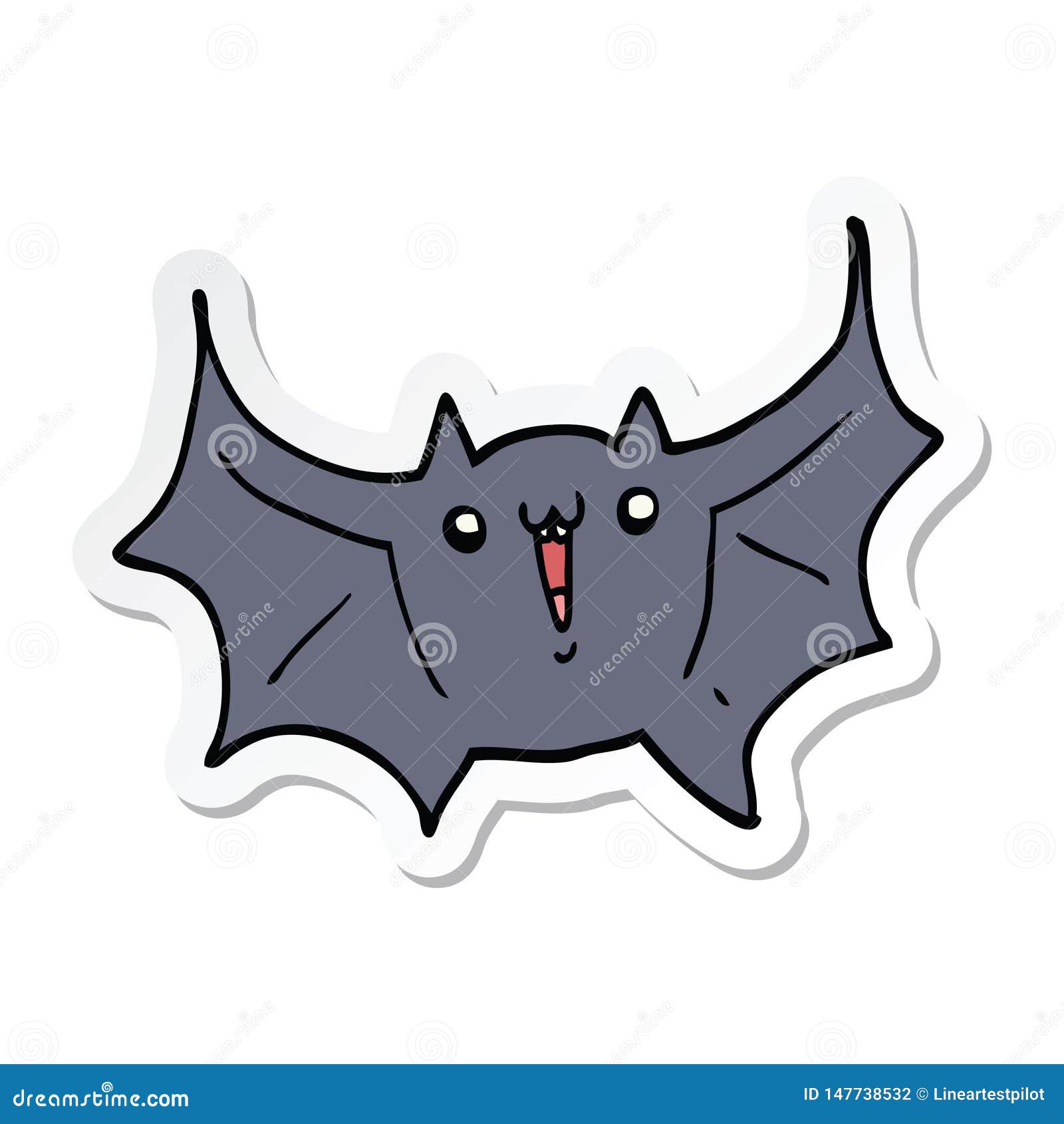 Sticker of a Cartoon Happy Vampire Bat Stock Vector - Illustration of ...