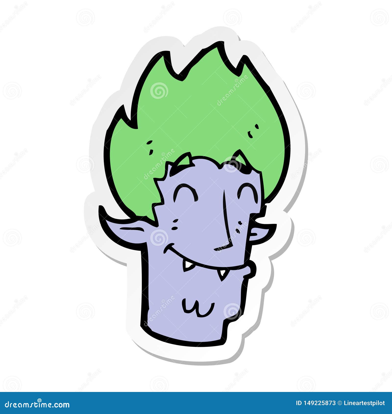 Sticker of a Cartoon Happy Vampire Head Stock Vector - Illustration of ...