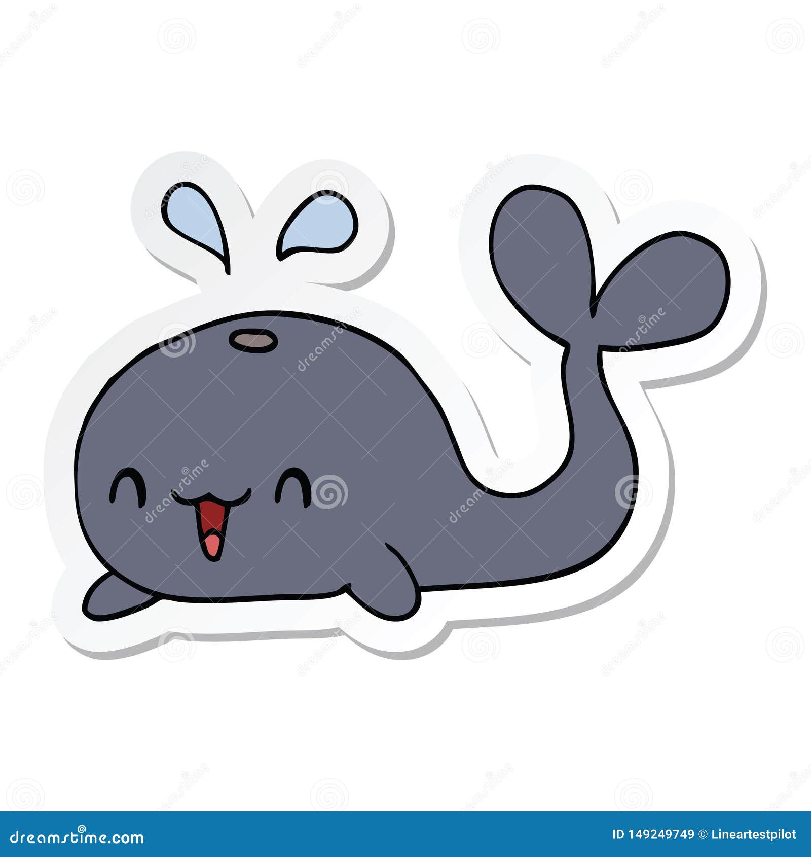 Sticker of a Cartoon Happy Whale Stock Vector - Illustration of drawn ...