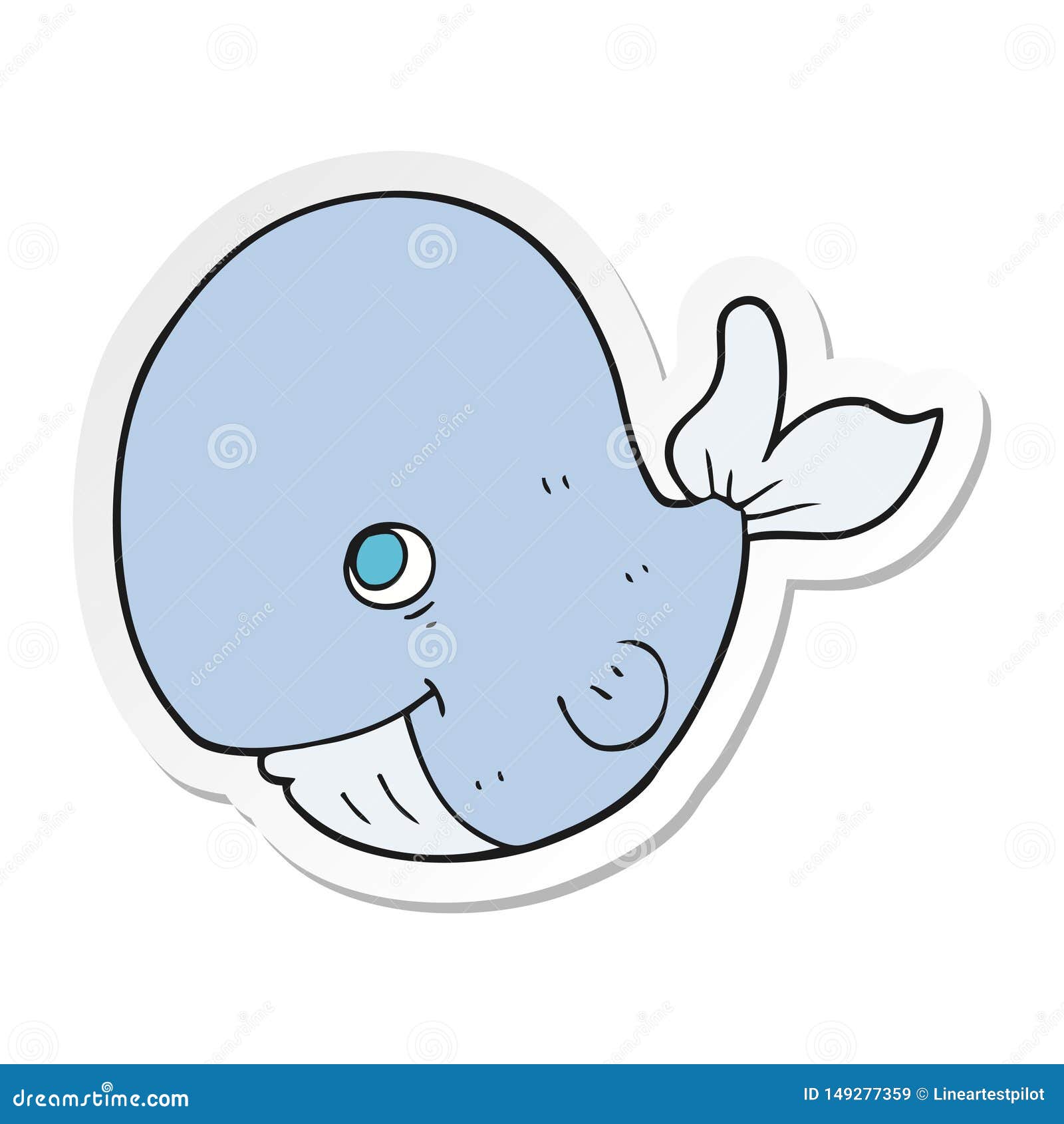 Sticker of a Cartoon Happy Whale Stock Vector - Illustration of drawn ...