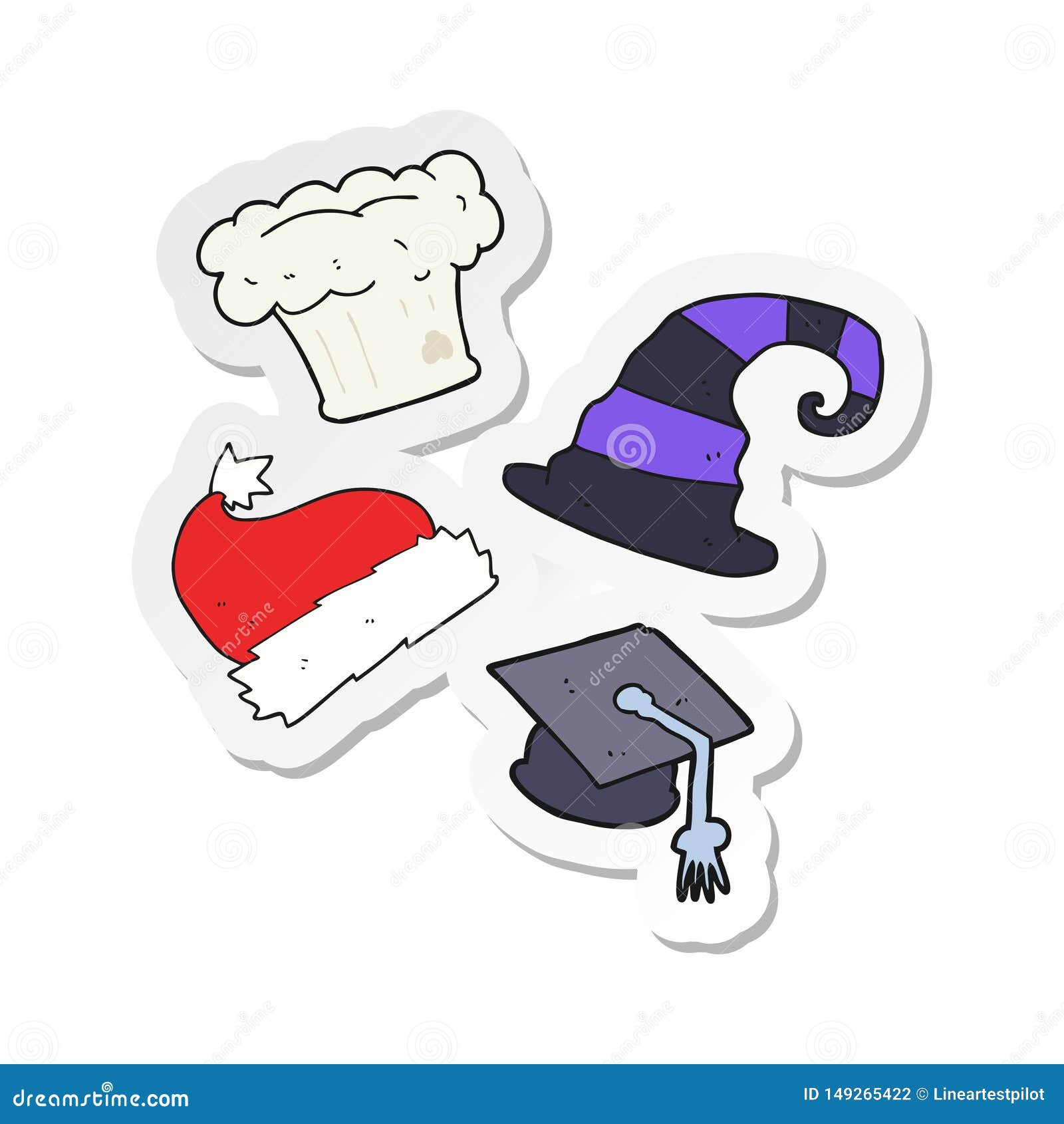 Set Of Cartoon Top Hats, Different Professions And Nations. Vector ...