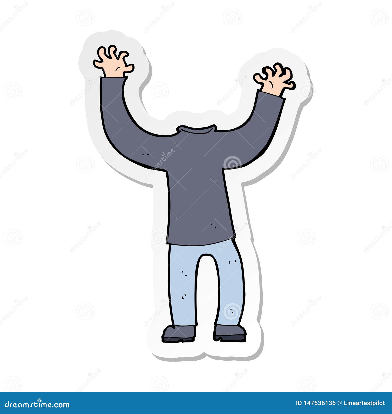 Sticker of a Cartoon Headless Body Stock Vector - Illustration of sign ...
