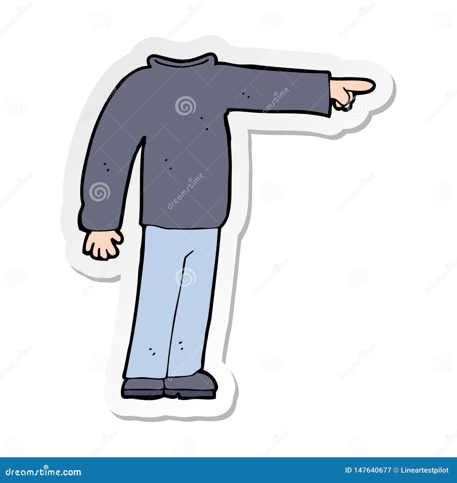 Sticker of a Cartoon Headless Man Pointing Stock Vector - Illustration ...