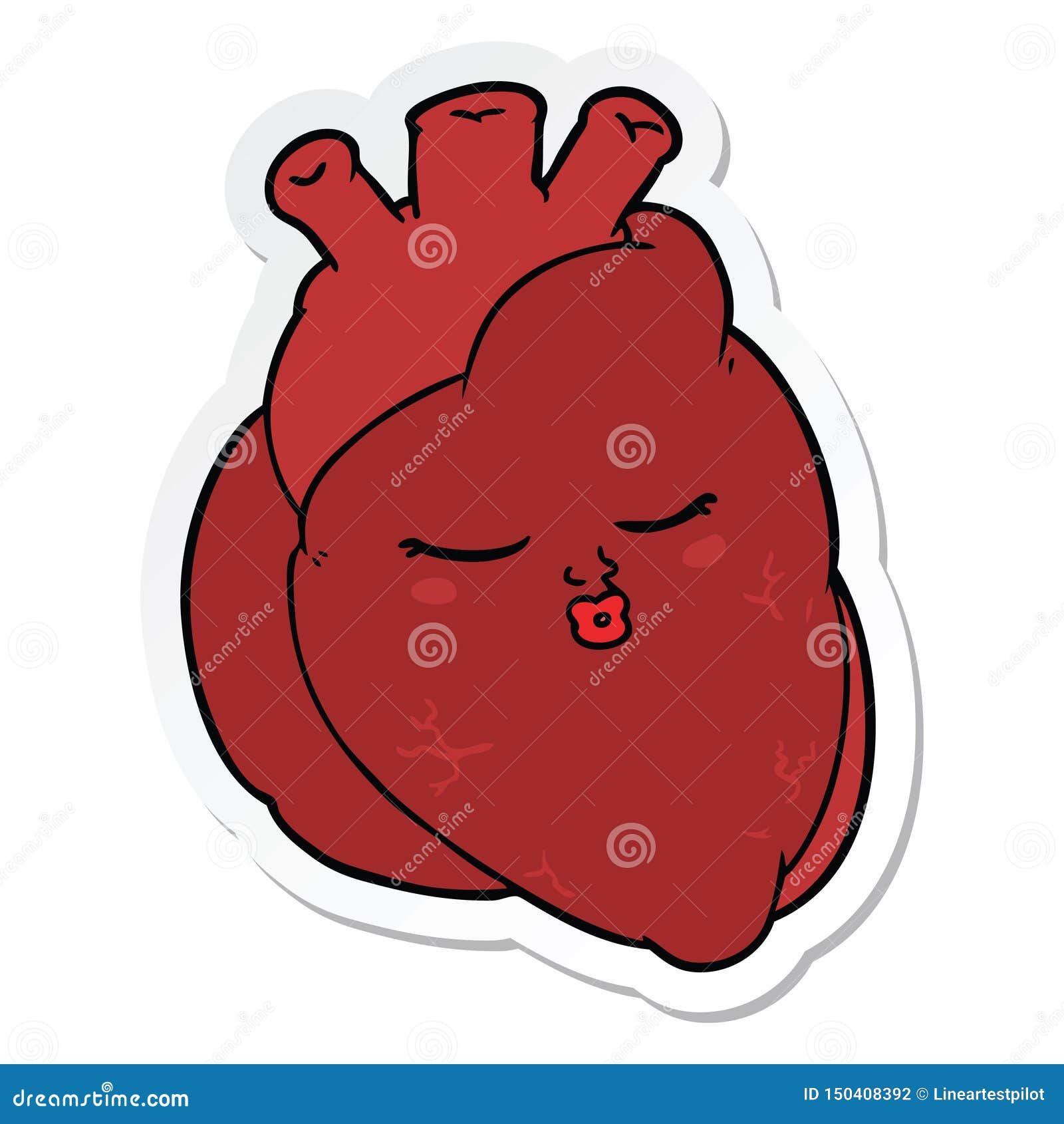Sticker of a cartoon heart stock vector. Illustration of drawn - 150408392
