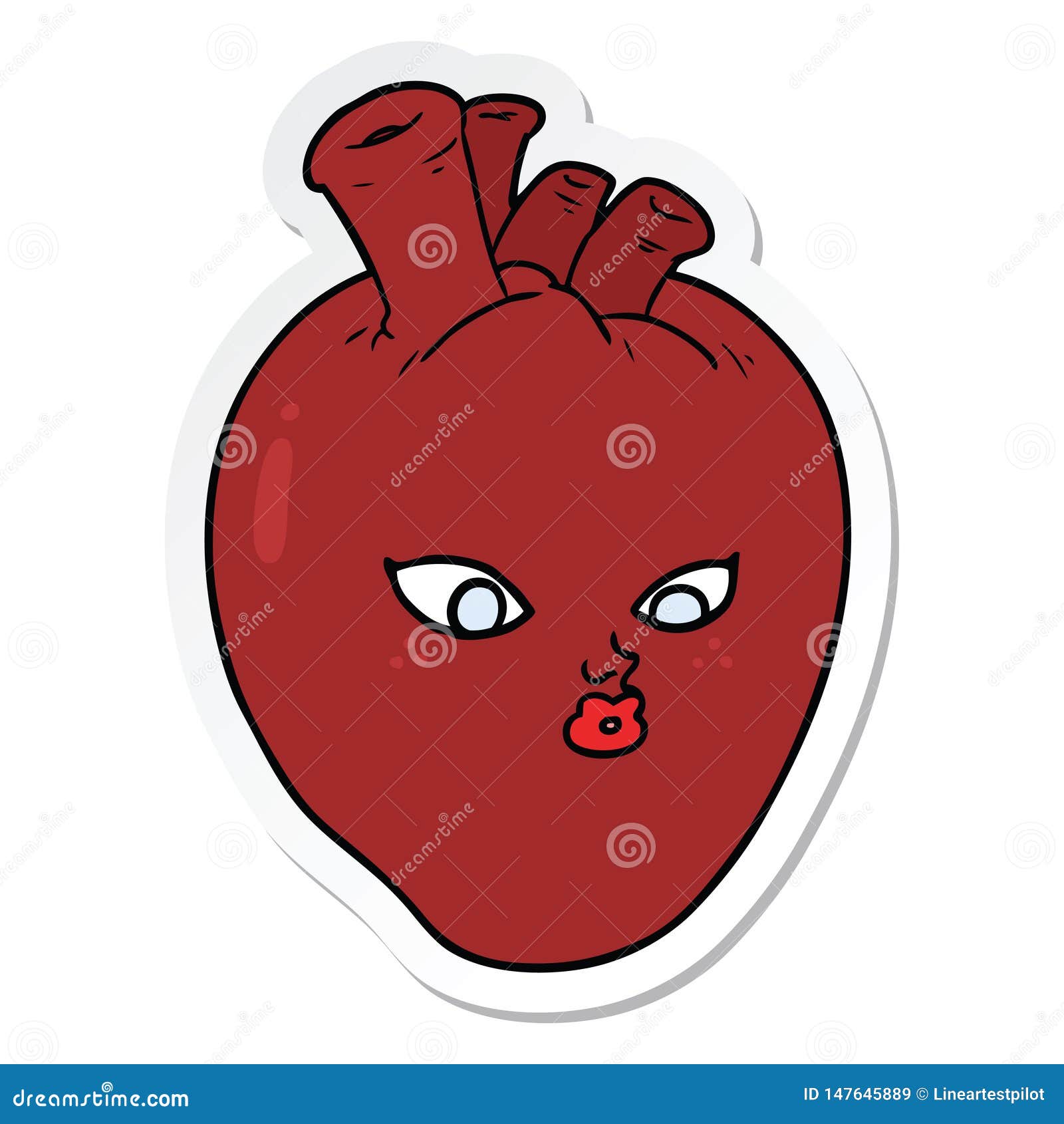 Sticker of a cartoon heart stock vector. Illustration of doodle - 147645889