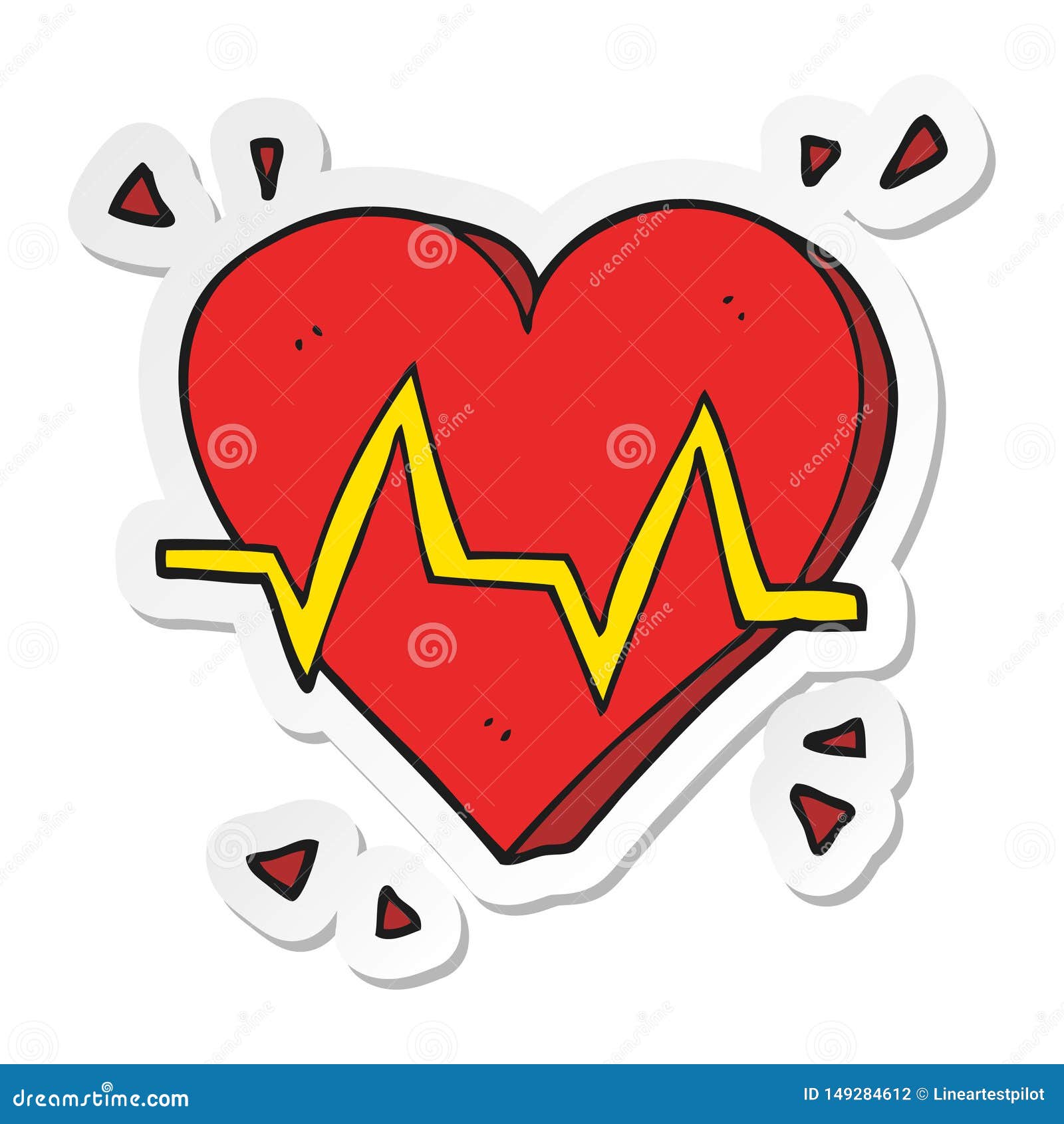 Sticker of a Cartoon Heart Rate Stock Vector - Illustration of ...