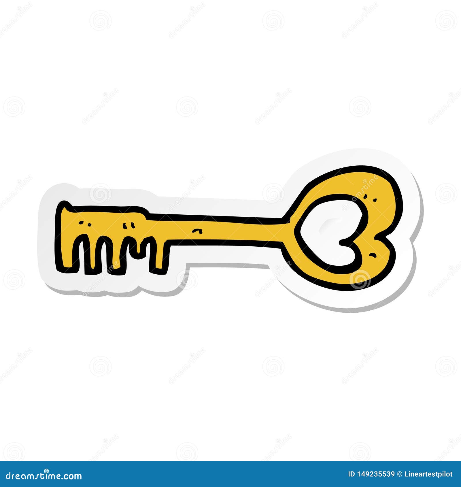 Sticker of a Cartoon Heart Shaped Key Stock Vector - Illustration of ...
