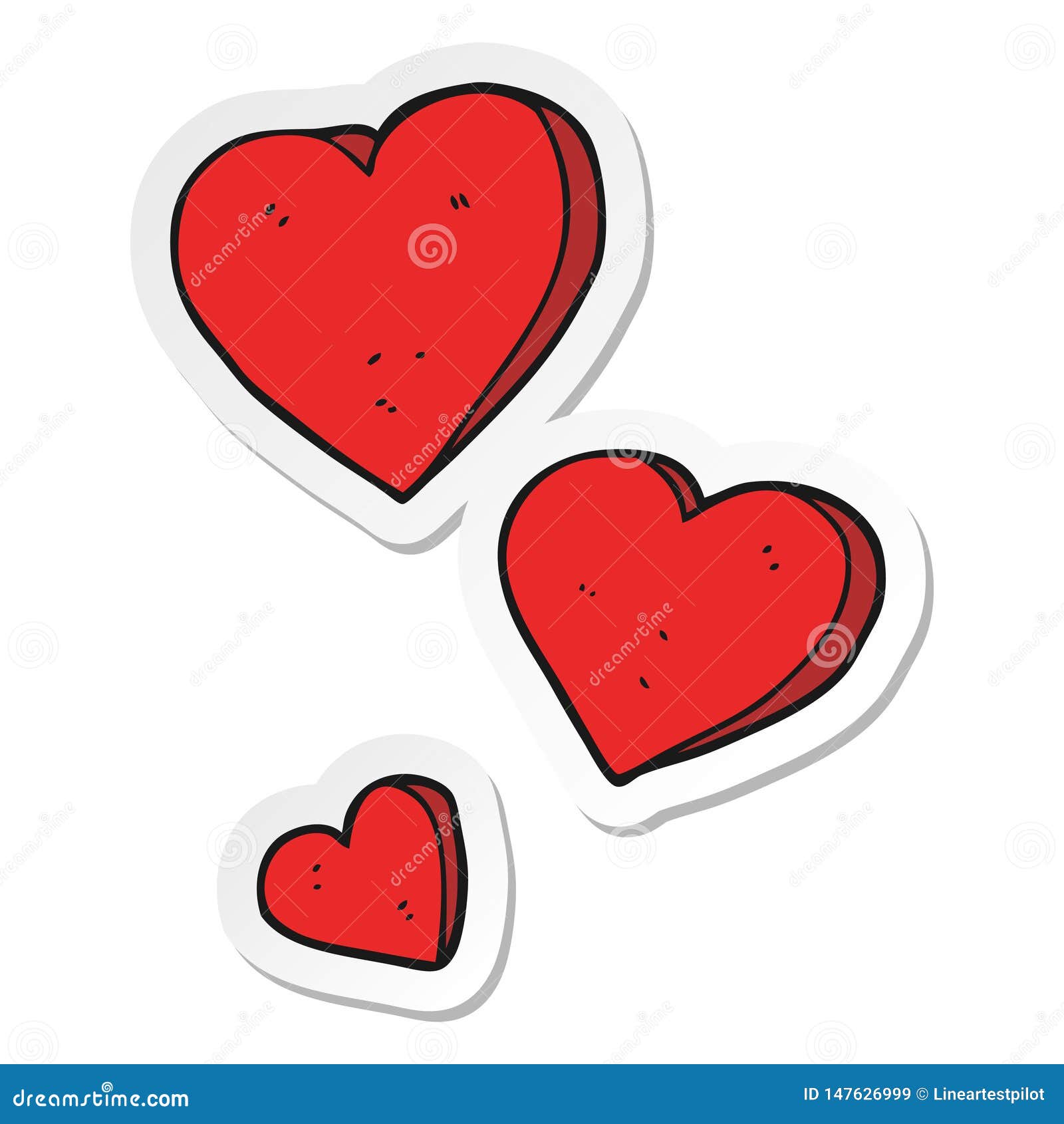 Sticker of a Cartoon Hearts Stock Vector - Illustration of hand ...